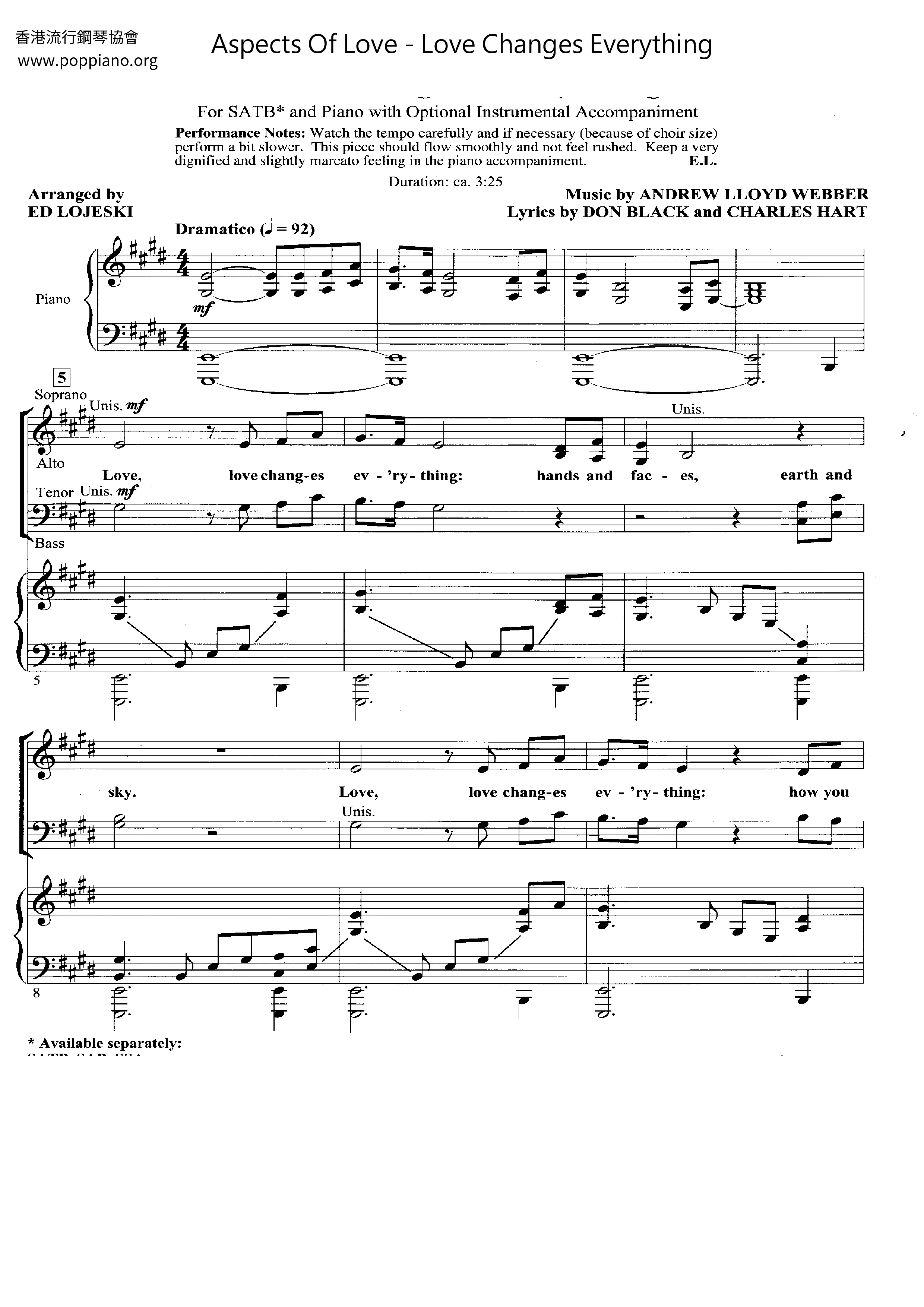 Barbra Streisand-Aspects Of Love - Love Changes Everything Sheet Music pdf, - Free Score Download ★