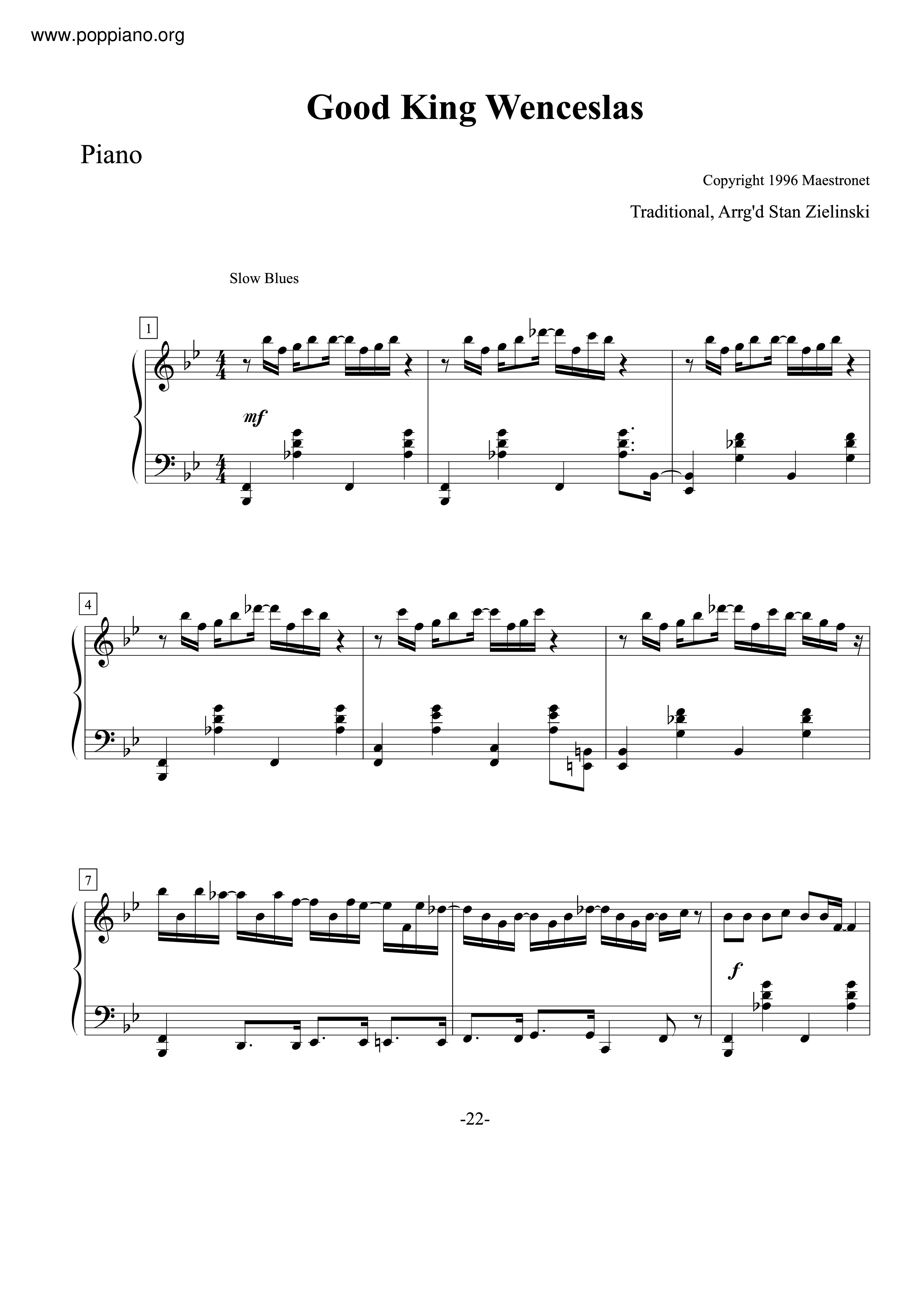 hymn-Good King Wenceslas Sheet Music pdf, - Free Score Download ★