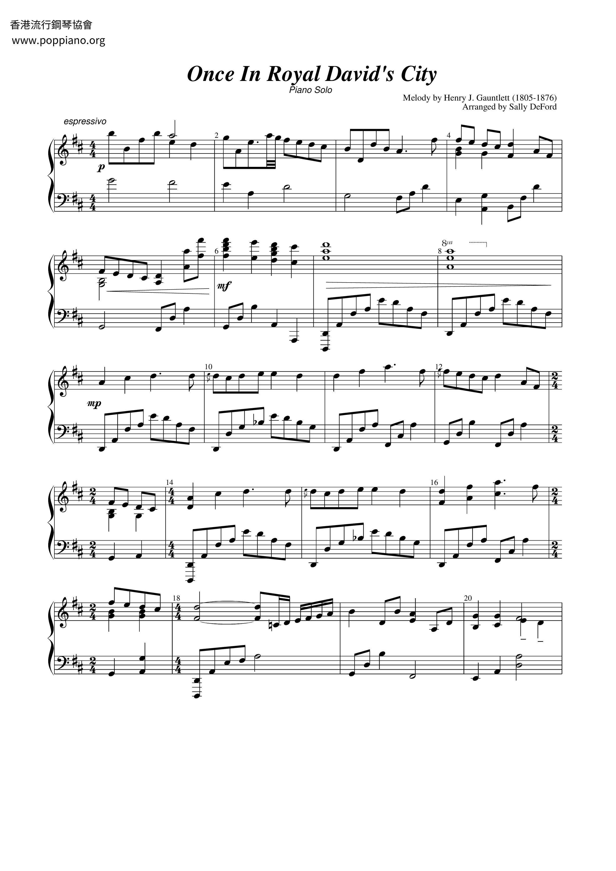 hymn-Once In Royal David's City Sheet Music pdf, - Free Score Download ★