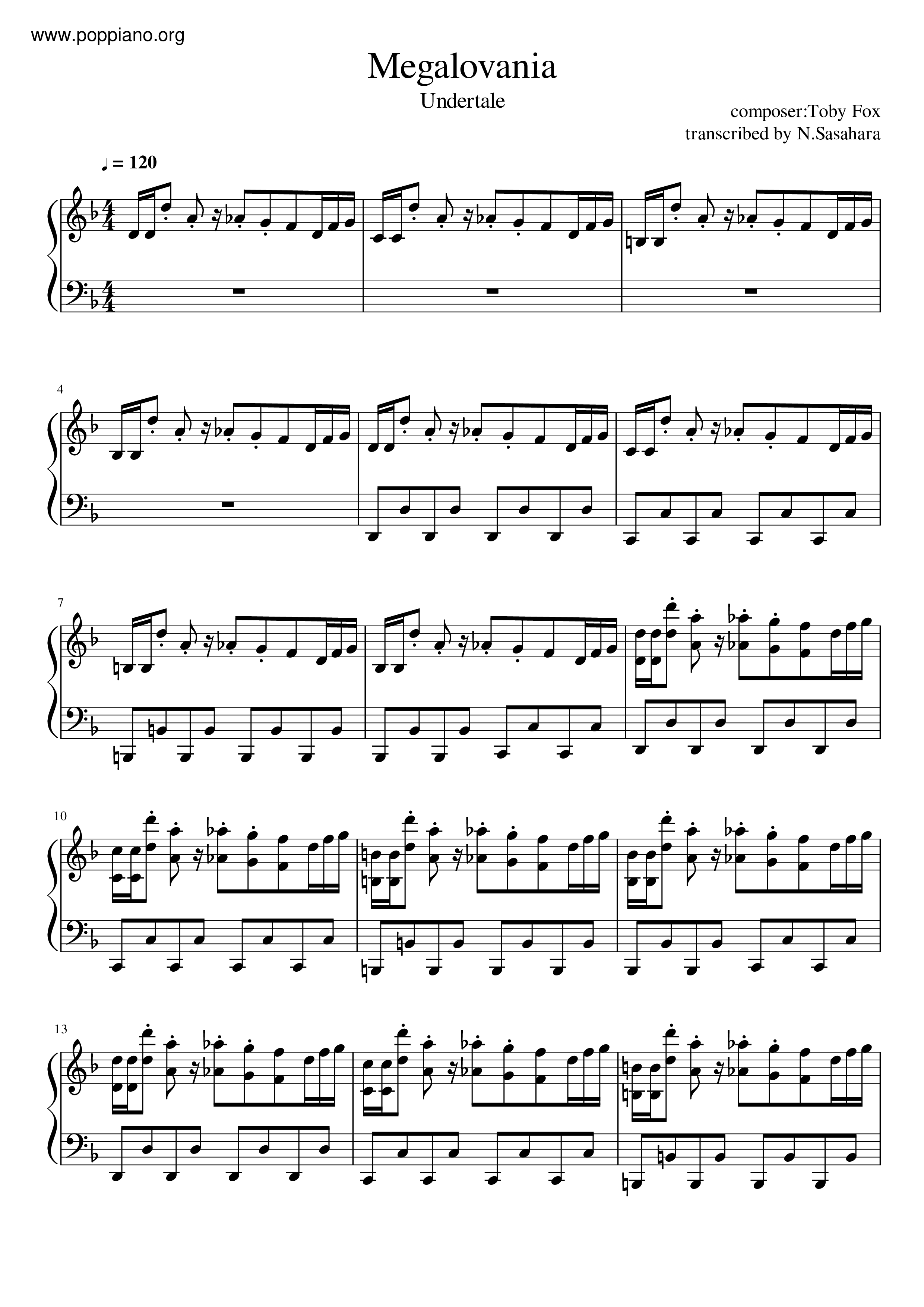 Undertale-Undertale - Megalovania Sheet Music pdf, - Free Score Download ★