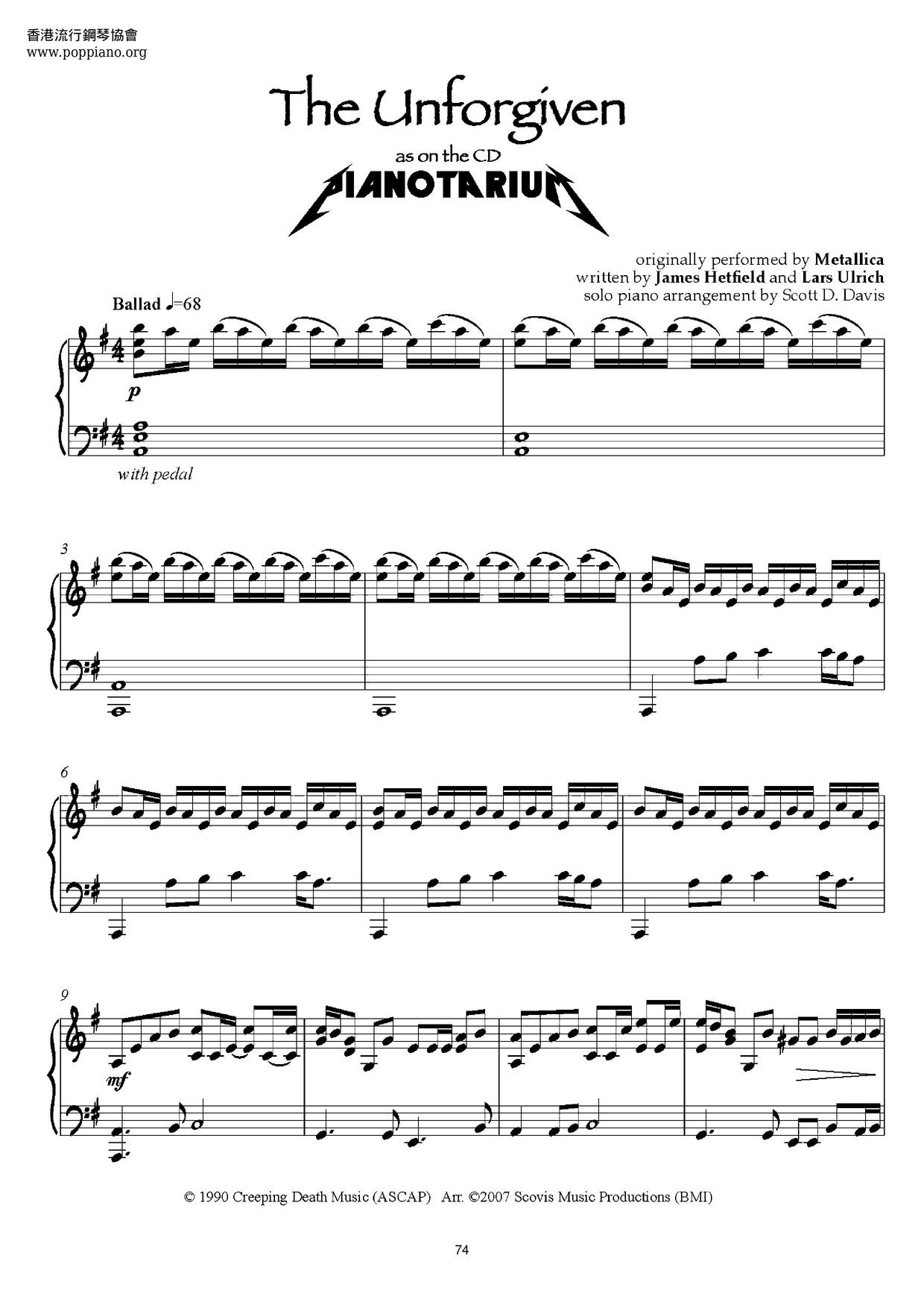 Metallica-The Unforgiven Sheet Music pdf, - Free Score Download ★