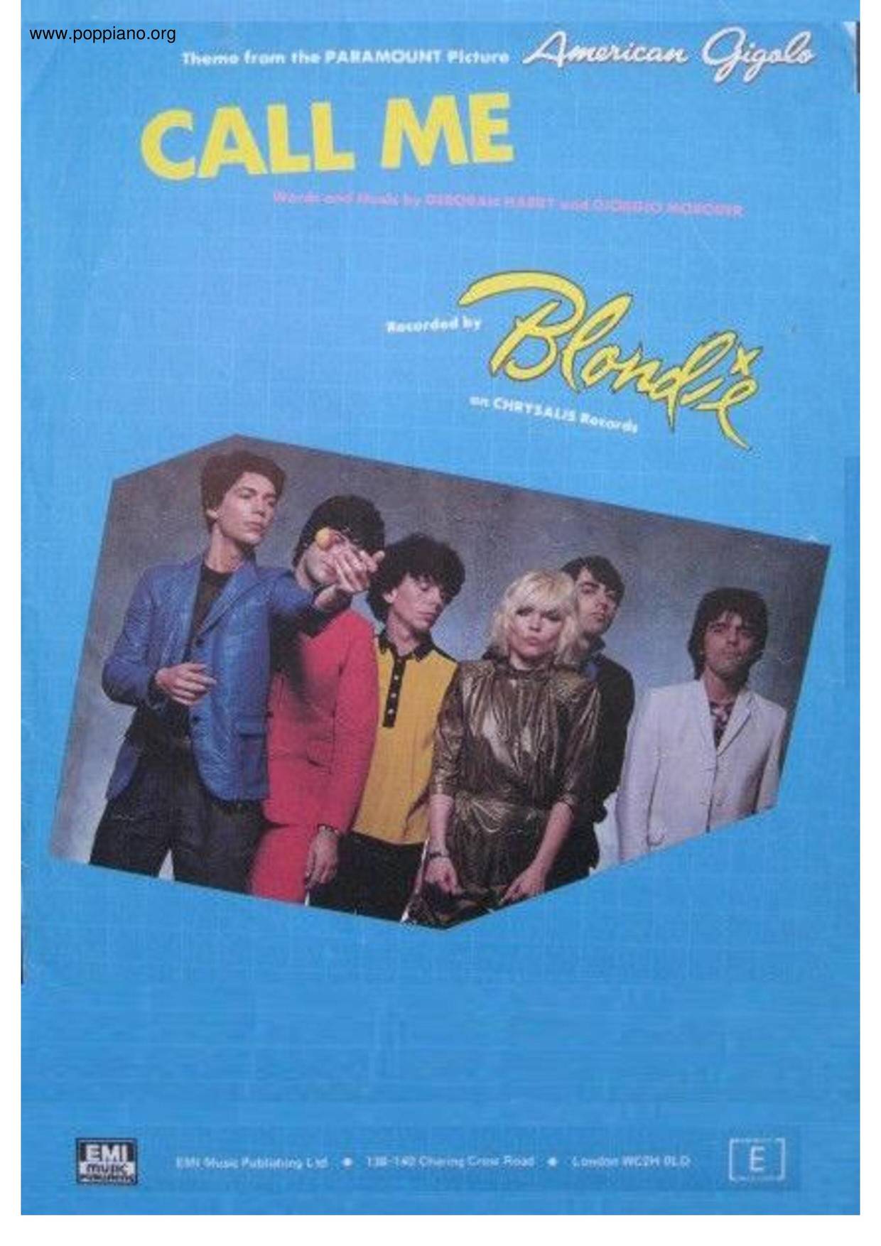 Blondie Call Me Sheet Music Pdf Free Score Download ★