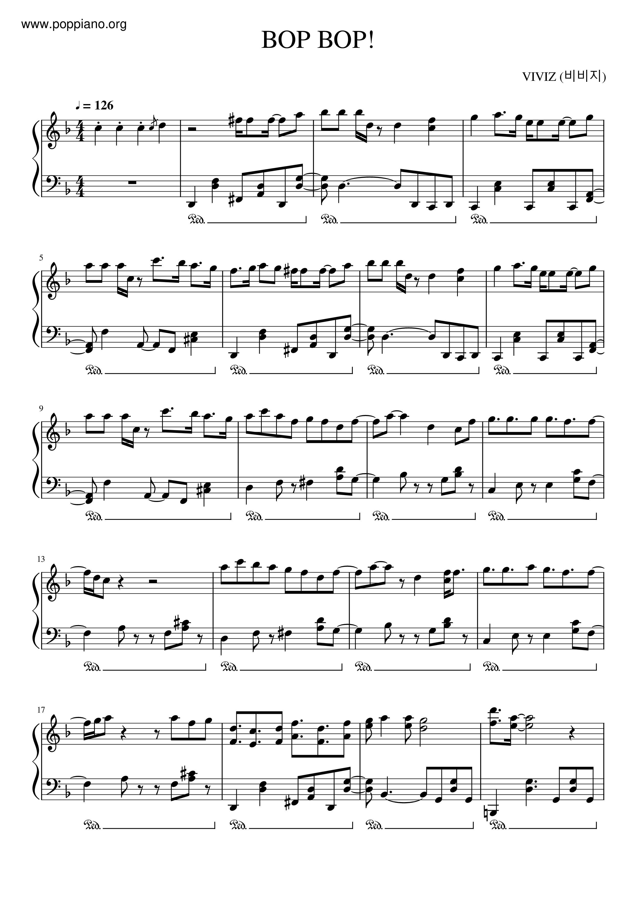 VIVIZ-BOP BOP! Sheet Music pdf, - Free Score Download ★