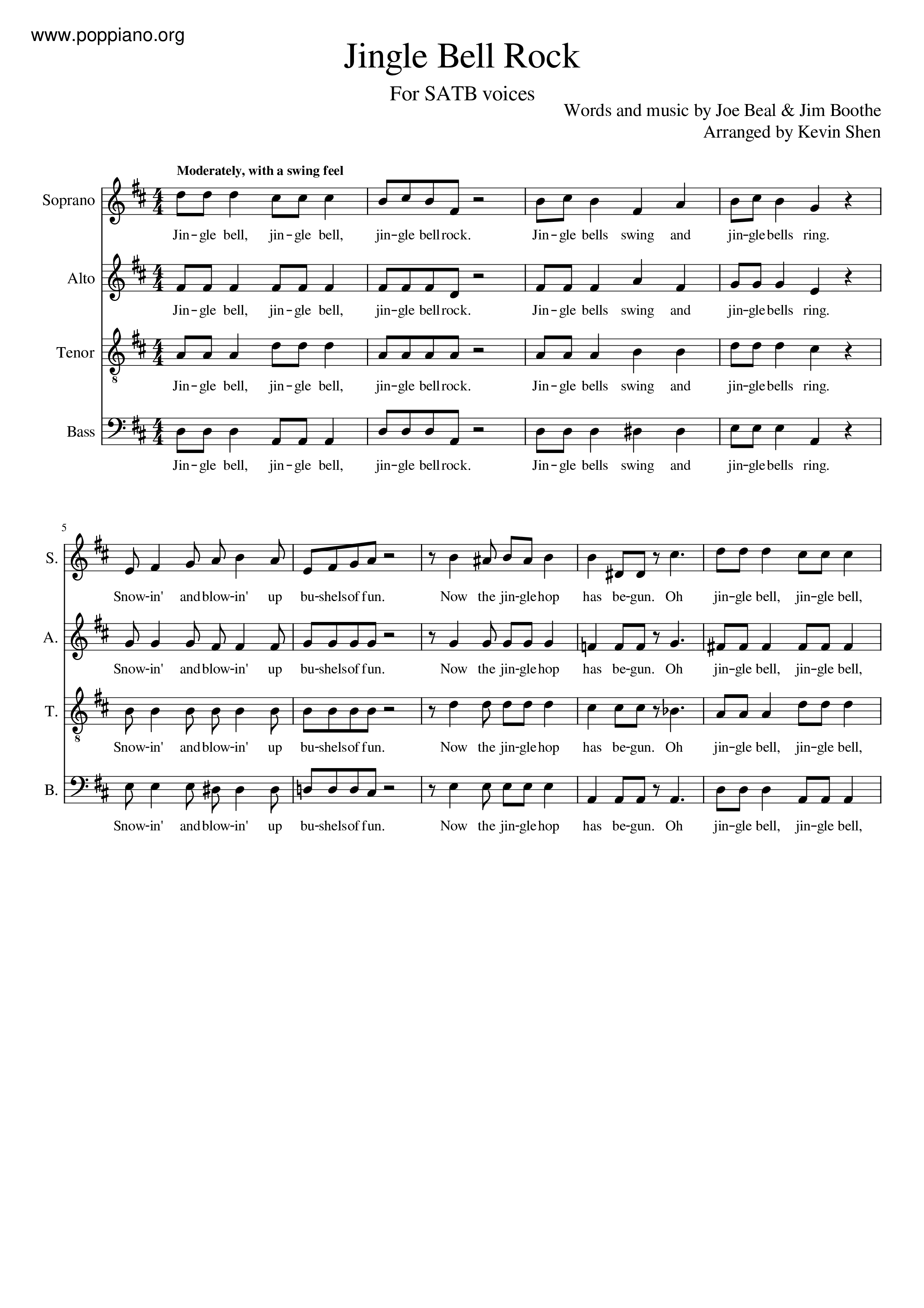 Christmas-Jingle Bell Rock Sheet Music pdf, - Free Score Download ★