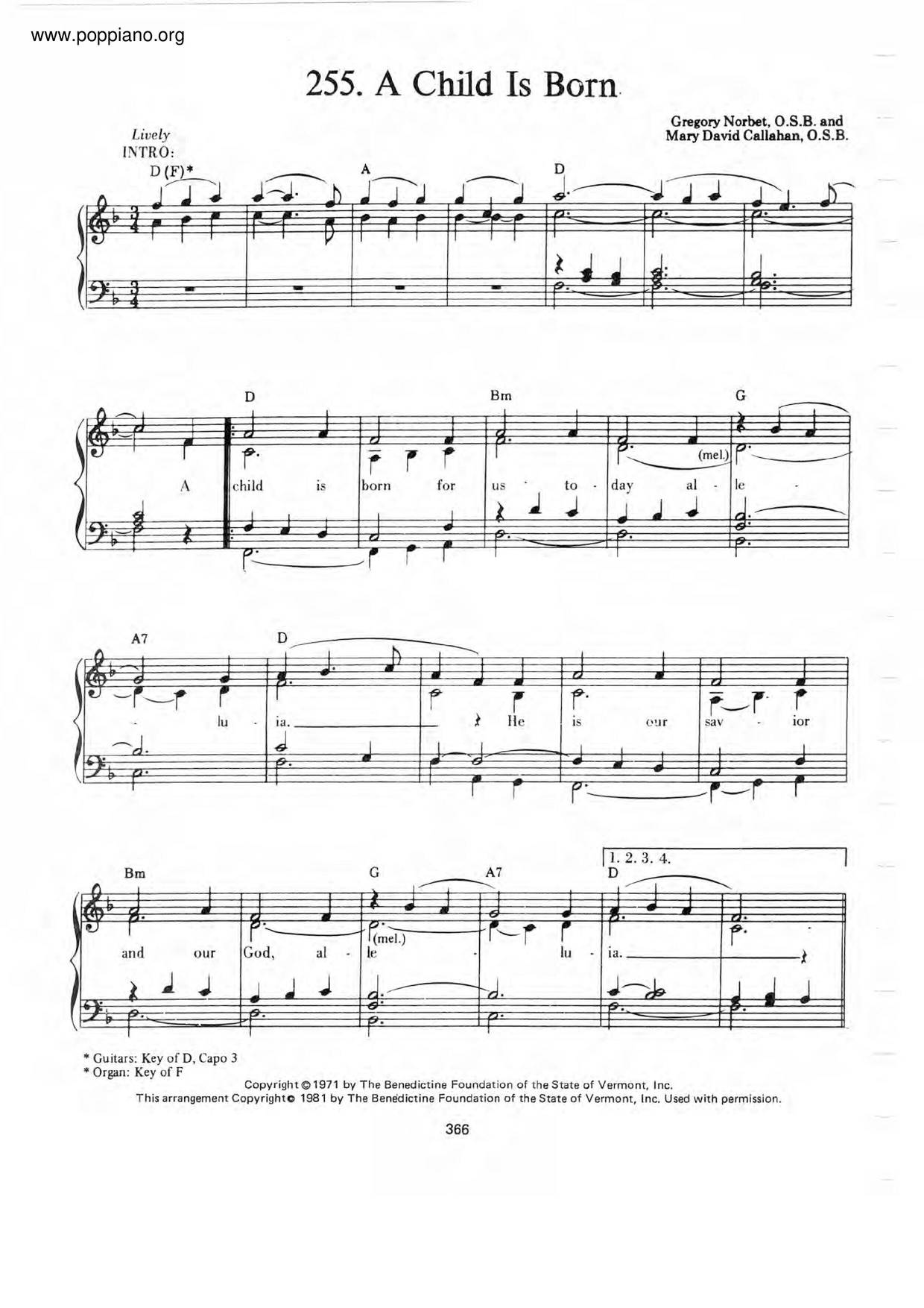hymn-A Child Is Born Sheet Music pdf, - Free Score Download ★