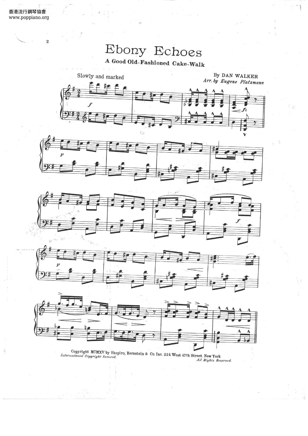 Dan Walker-Ebony Echoes Sheet Music pdf, - Free Score Download ★