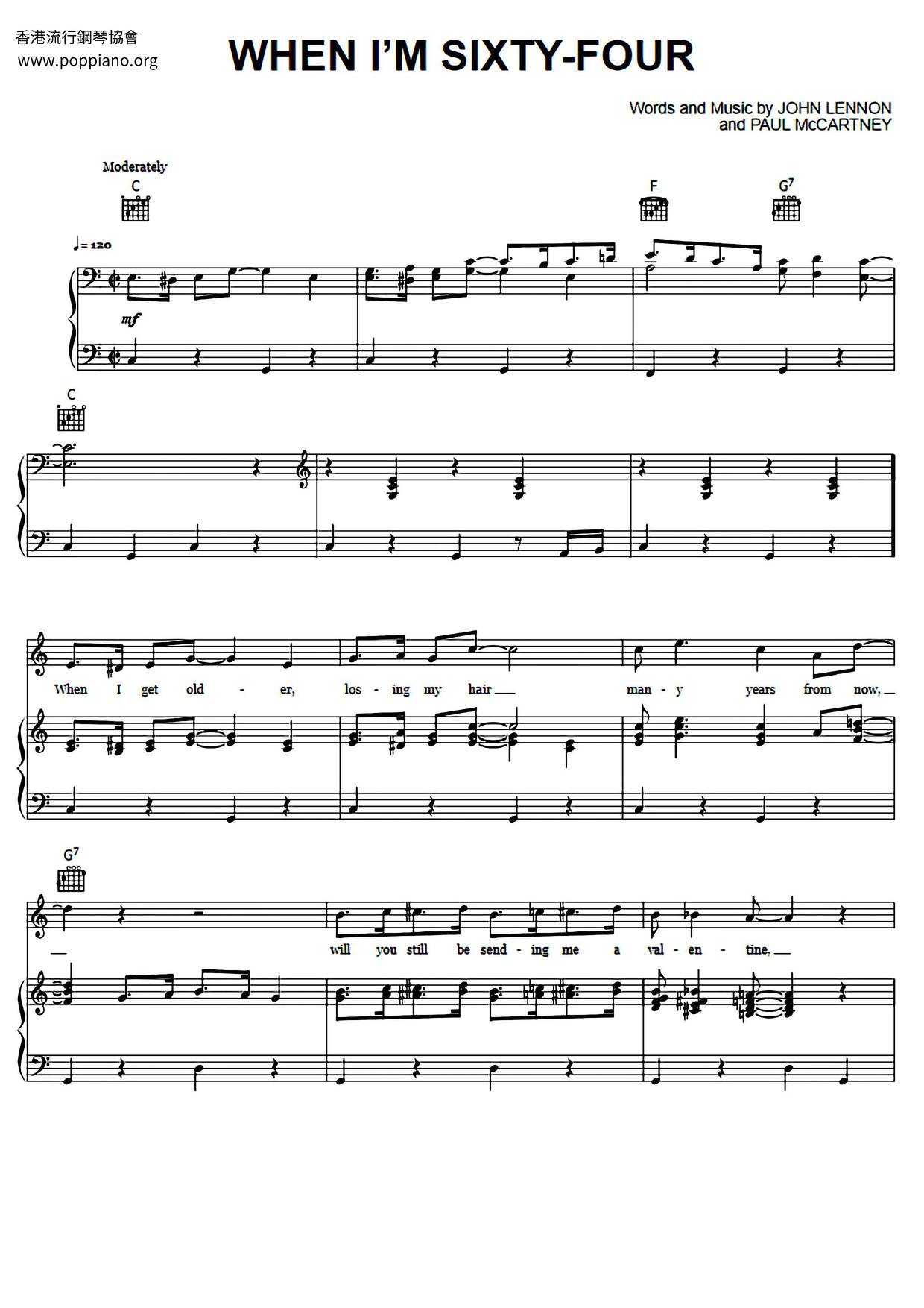 The Beatles-When I'm Sixty-Four Sheet Music pdf, - Free Score Download ★