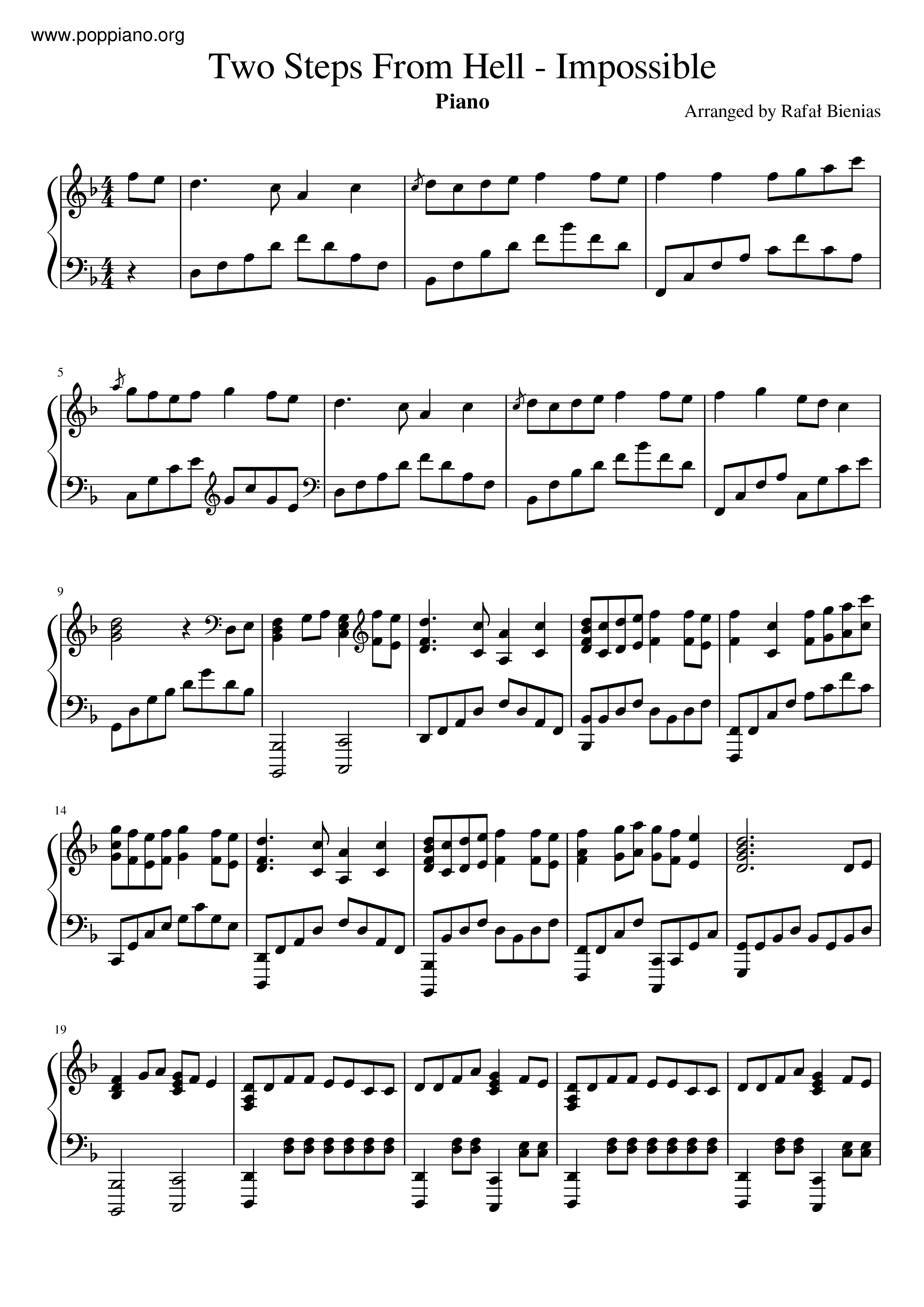 Two Steps From Hell-Impossible Sheet Music pdf, - Free Score Download ★