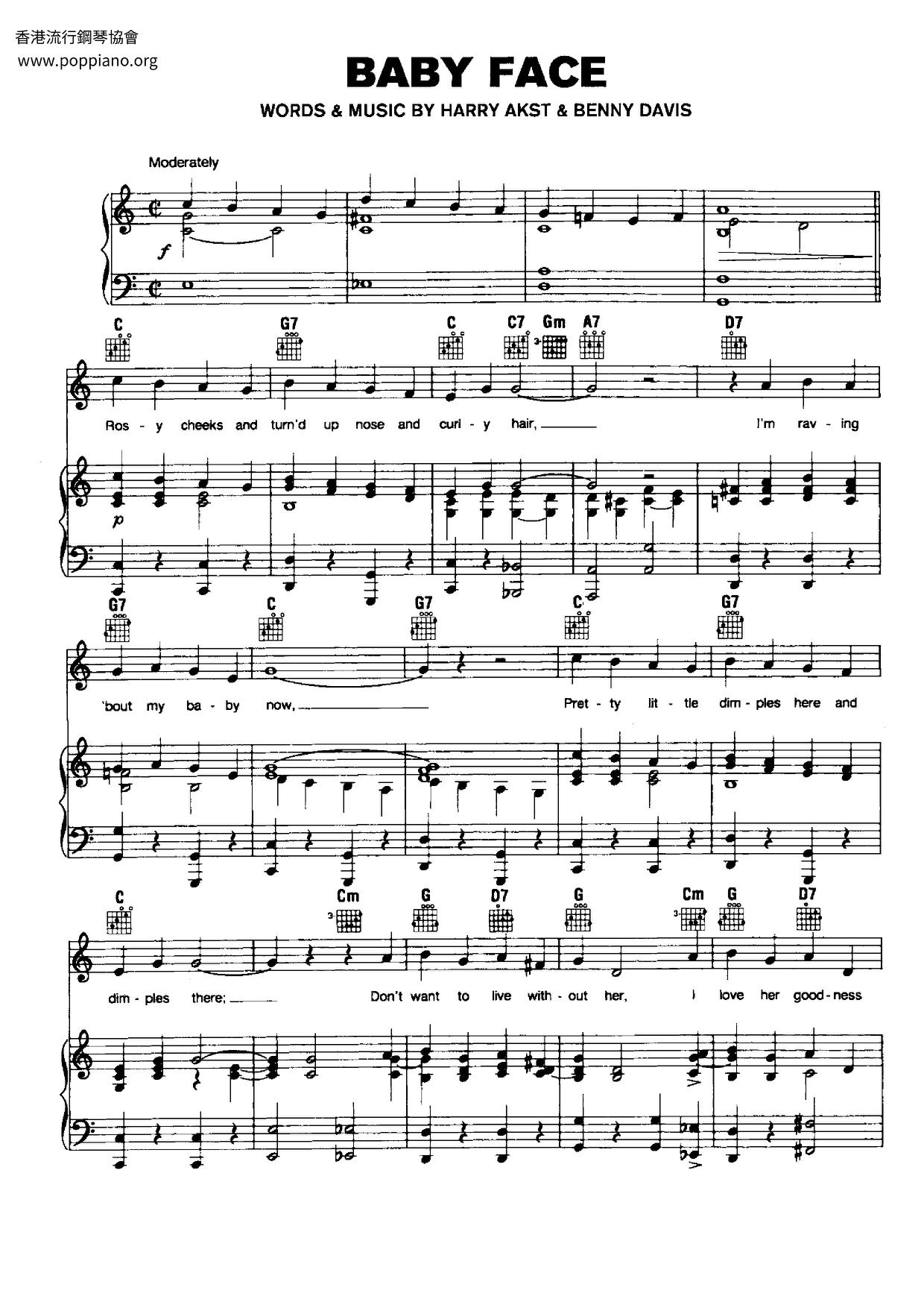 Bobby Darin-Baby Face Sheet Music pdf, - Free Score Download ★