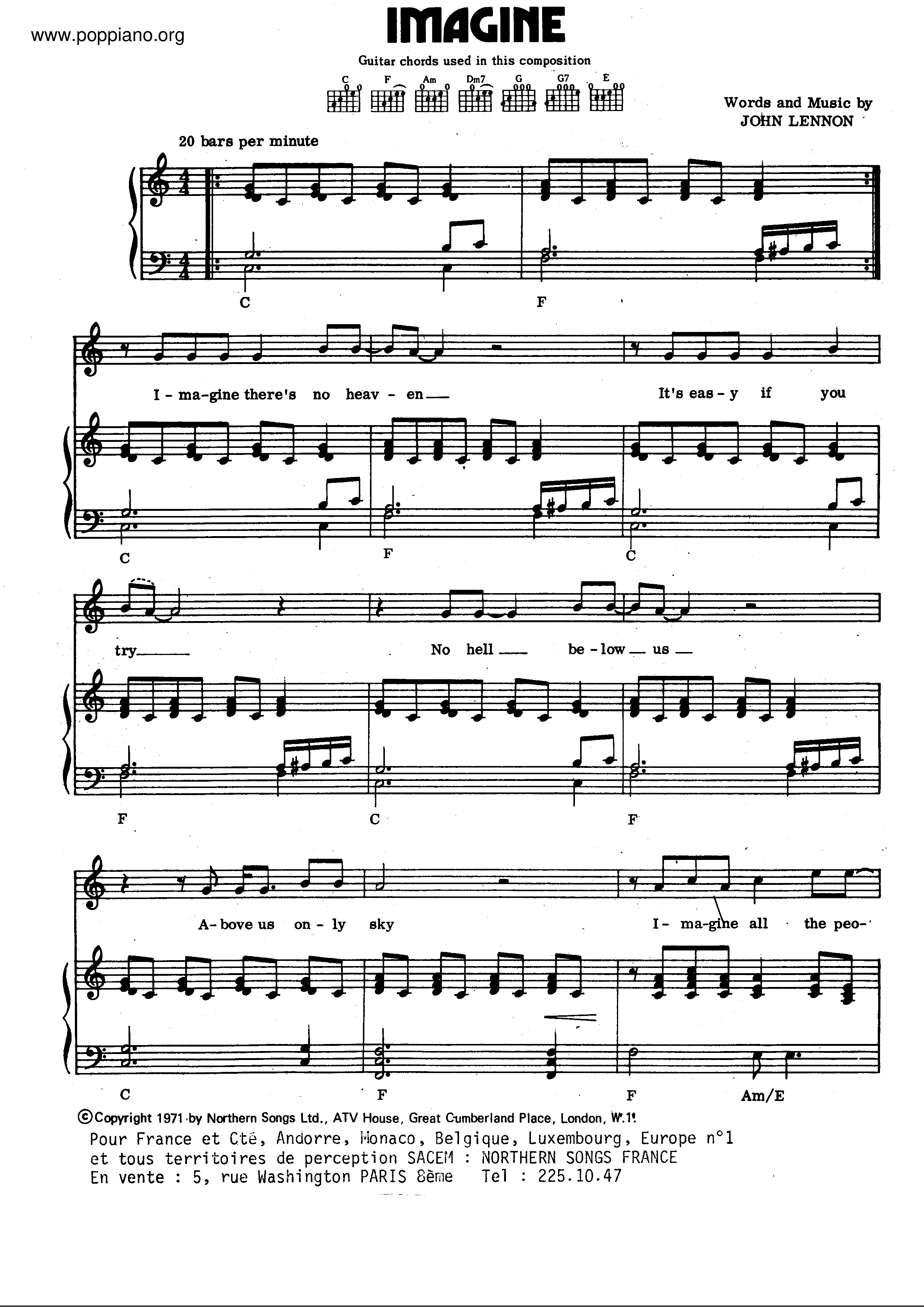 John Lennon-Imagine Sheet Music pdf, - Free Score Download ★