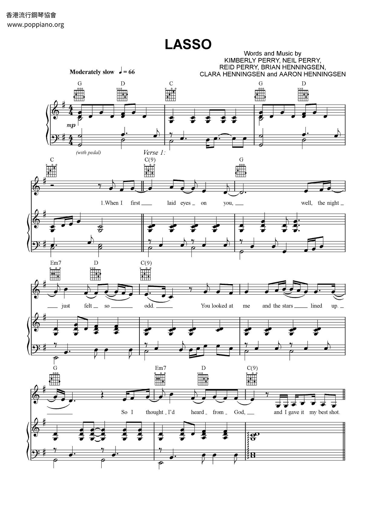 The Band Perry-Lasso Sheet Music pdf, - Free Score Download ★