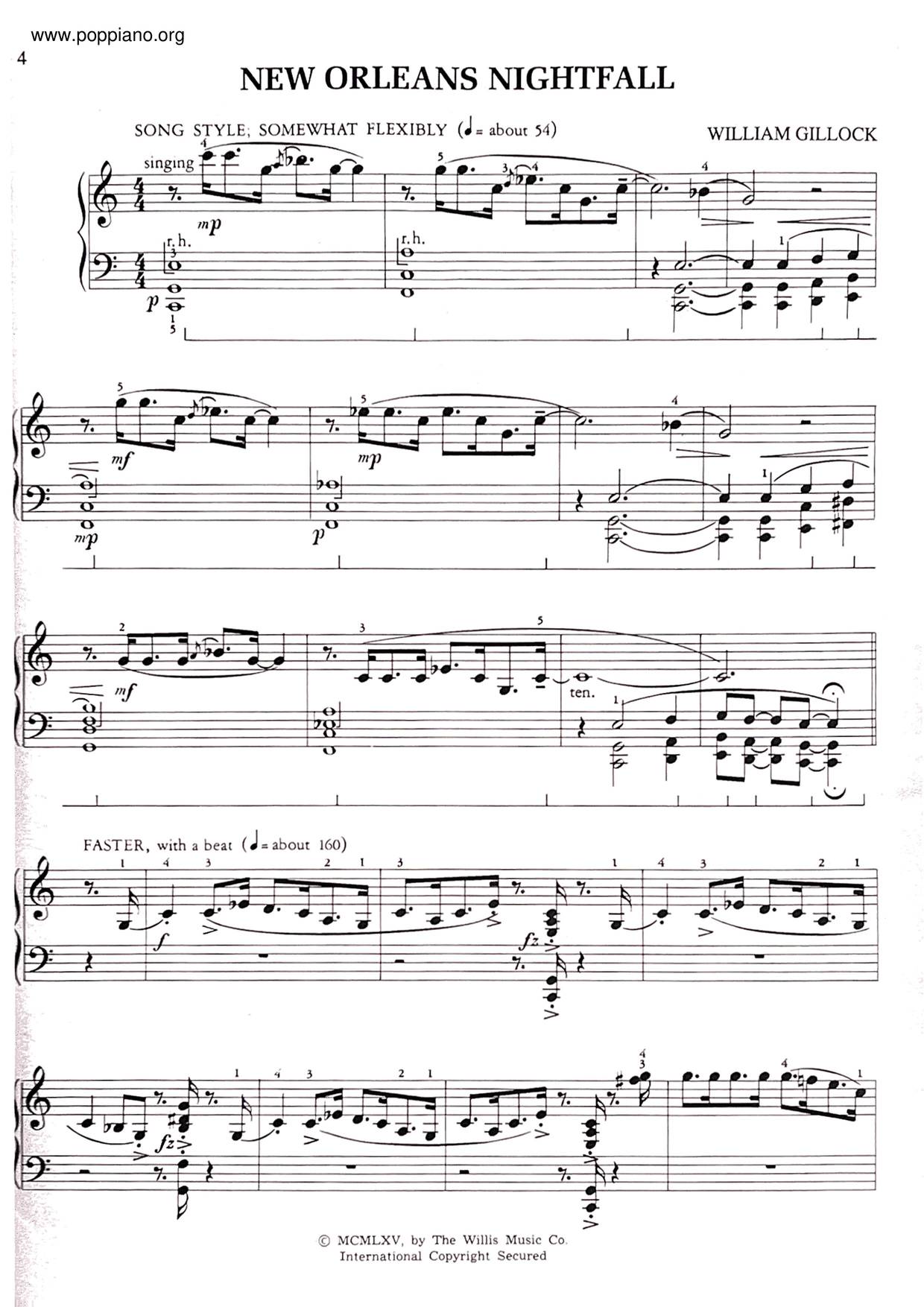 William Gillock-New Orleans Nightfall Sheet Music pdf, (ウィリアム・ギロック) - Free Score Download ★