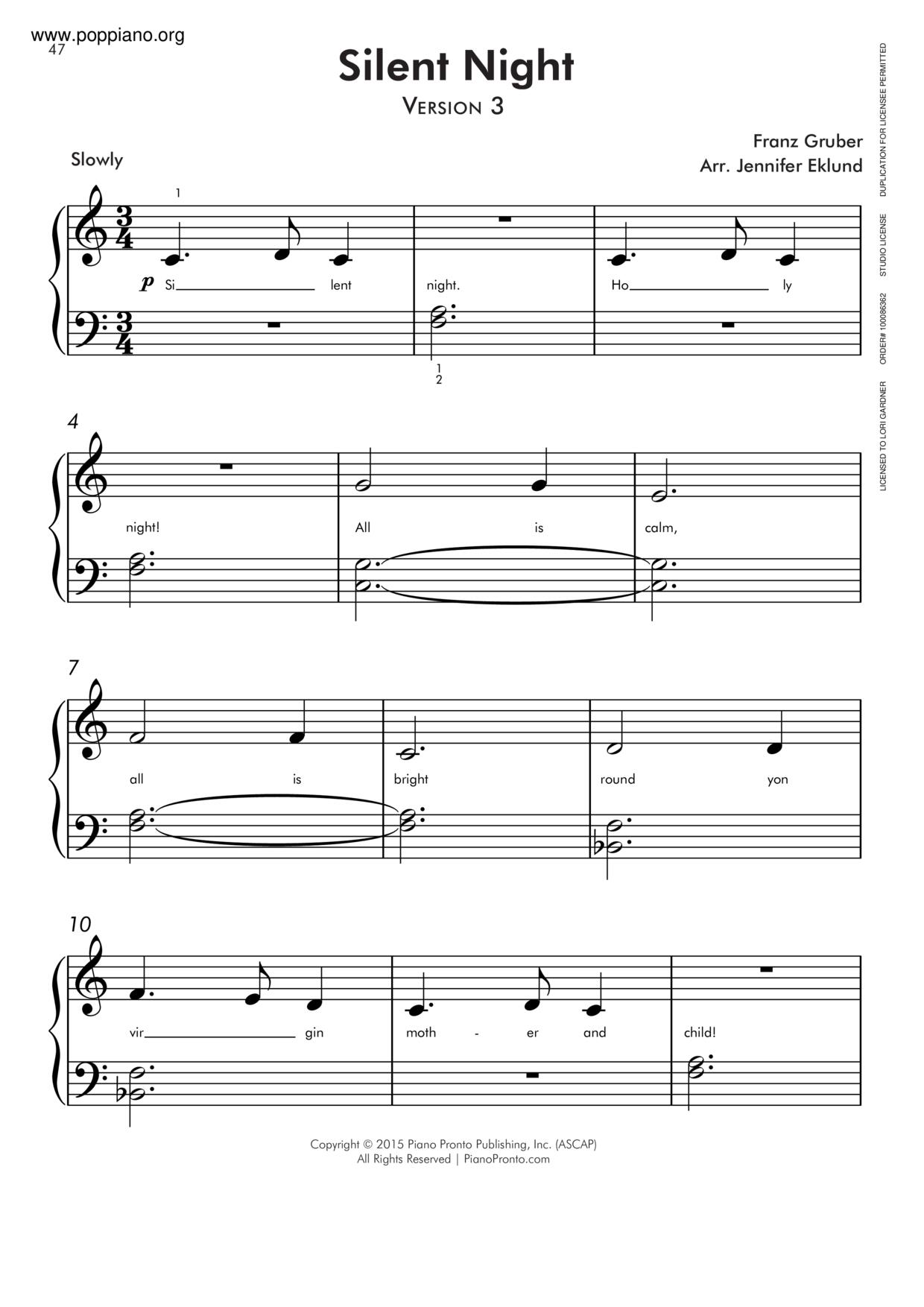 Christmas-Silent Night (Christmas Eve) Sheet Music pdf, - Free Score ...