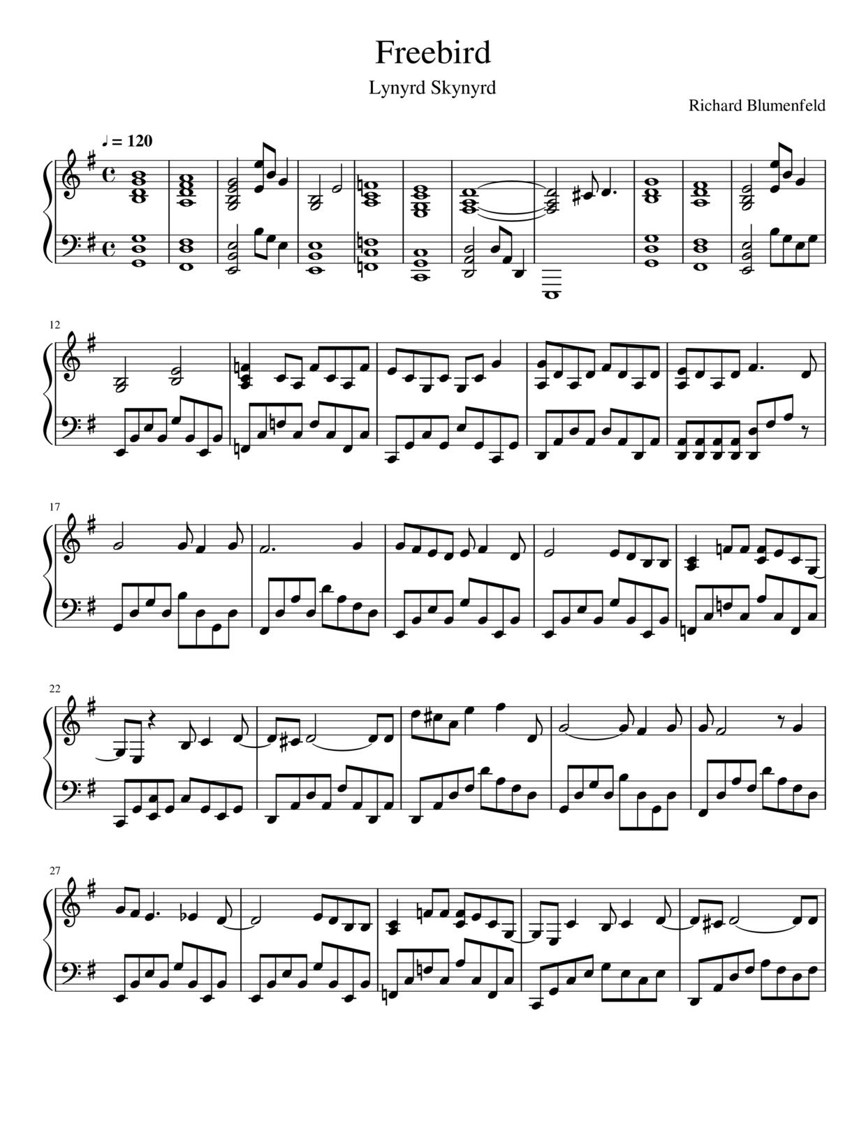 Lynyrd Skynyrd-Free Bird Sheet Music pdf, - Free Score Download ★