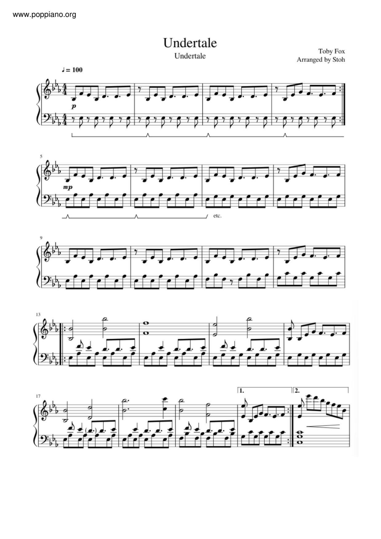 Undertale-Undertale Sheet Music pdf, - Free Score Download ★