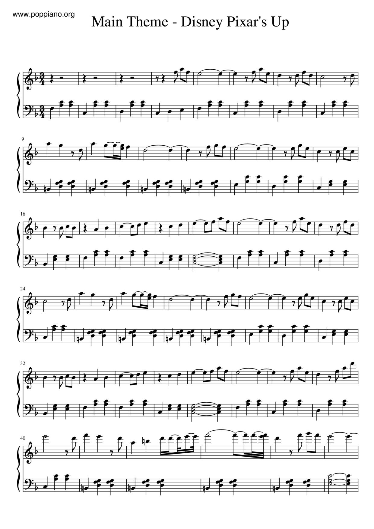 Movie Soundtrack-Pixar - Up Sheet Music pdf, (ディズニー) - Free Score ...