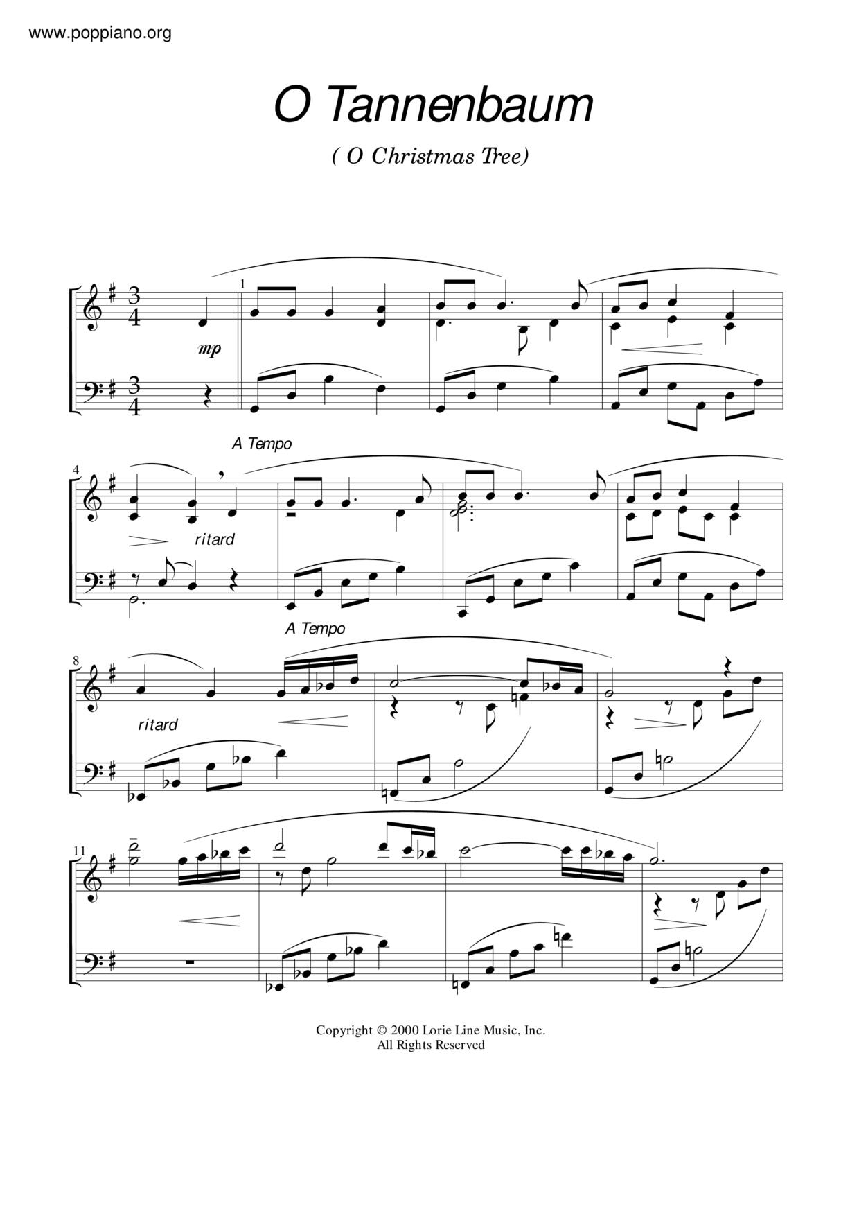 Christmas-O Christmas Tree Sheet Music pdf, - Free Score Download ★