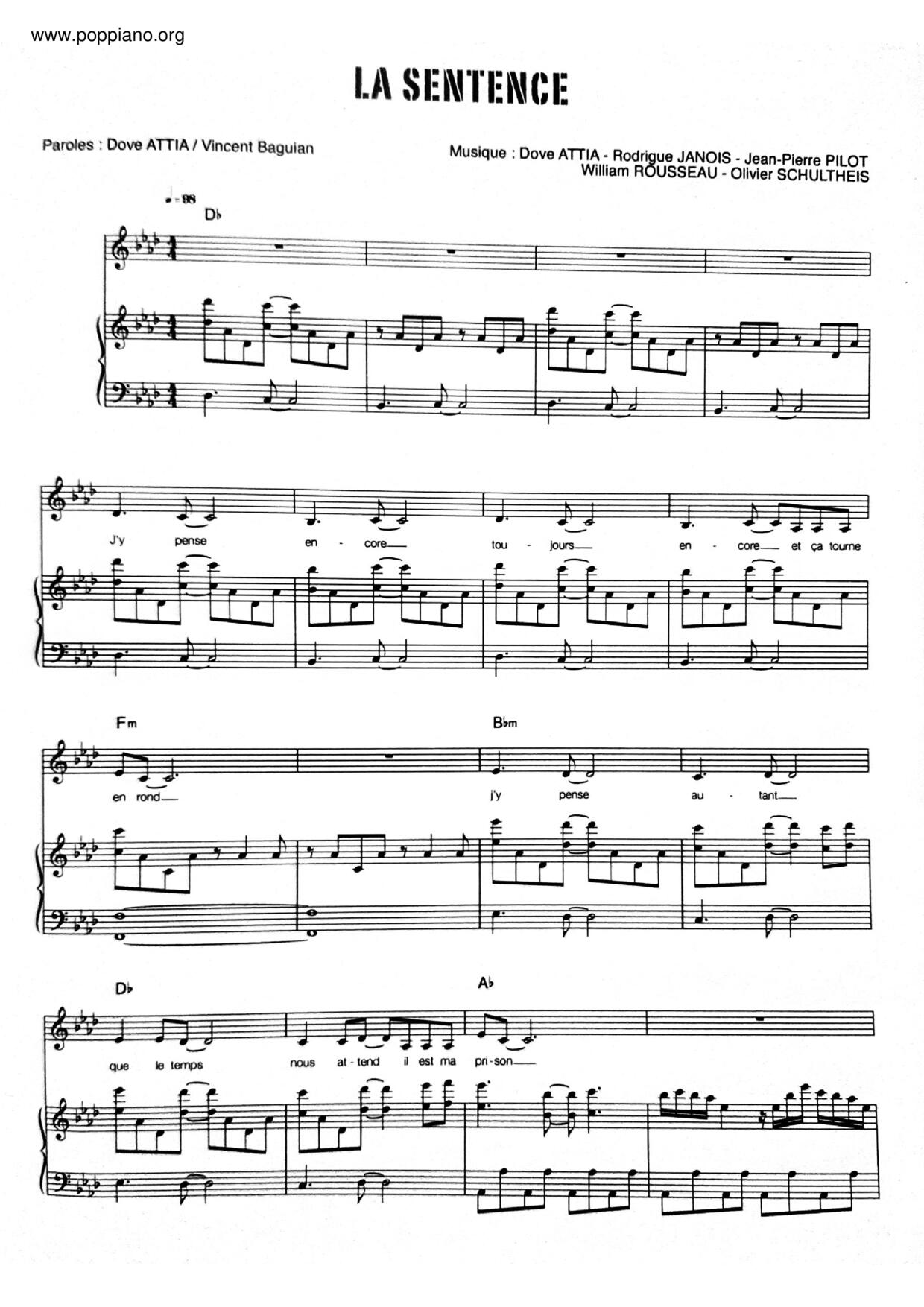 1789, Les Amants De La Bastille-La Sentence Sheet Music pdf, - Free ...