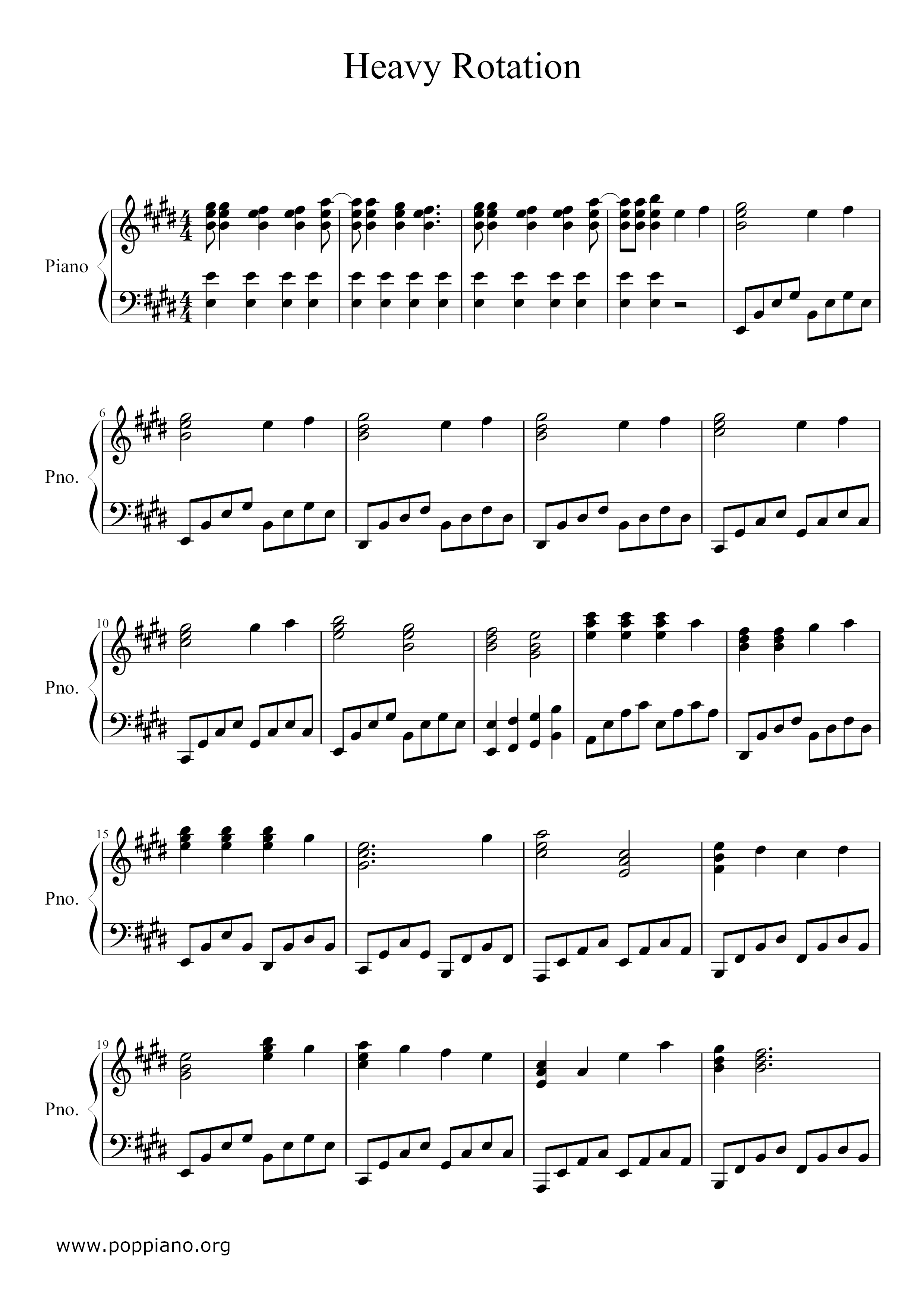 AKB48-Heavy Rotation 琴譜pdf (AKB48)-香港流行鋼琴協會琴譜下載 ★