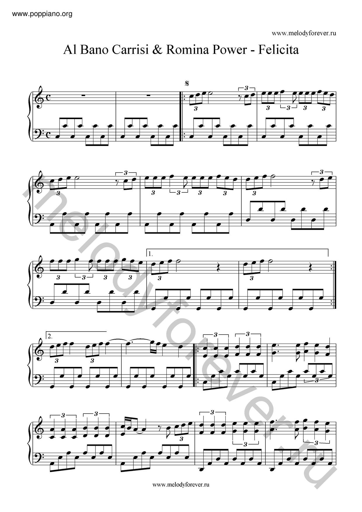 Al Bano & Romina Power-Felicita 琴譜pdf-香港流行鋼琴協會琴譜下載 ★