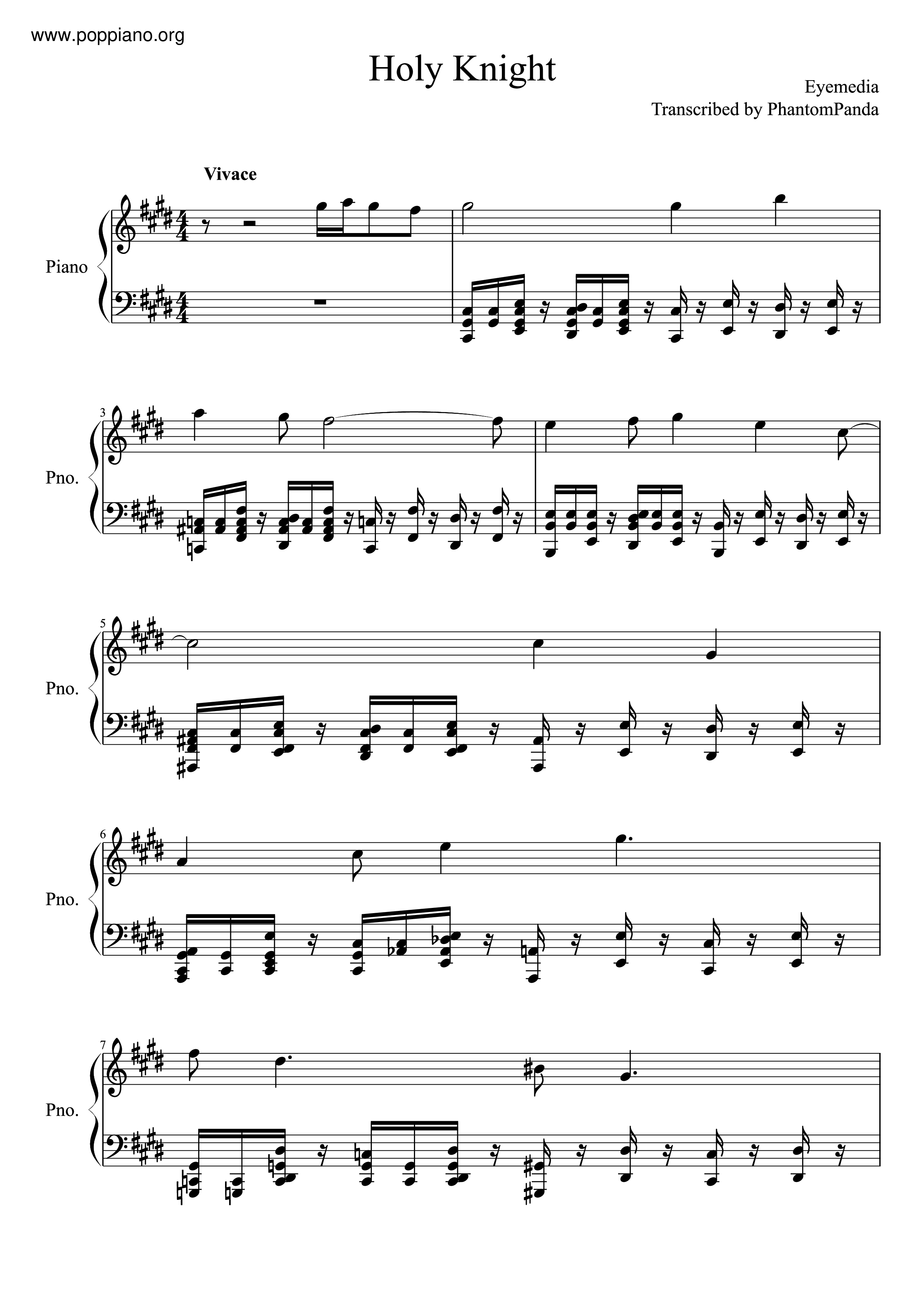 Cytus-Holy Knight 琴譜pdf-ホーリーナイト 楽譜-香港流行鋼琴協會琴譜下載 ★