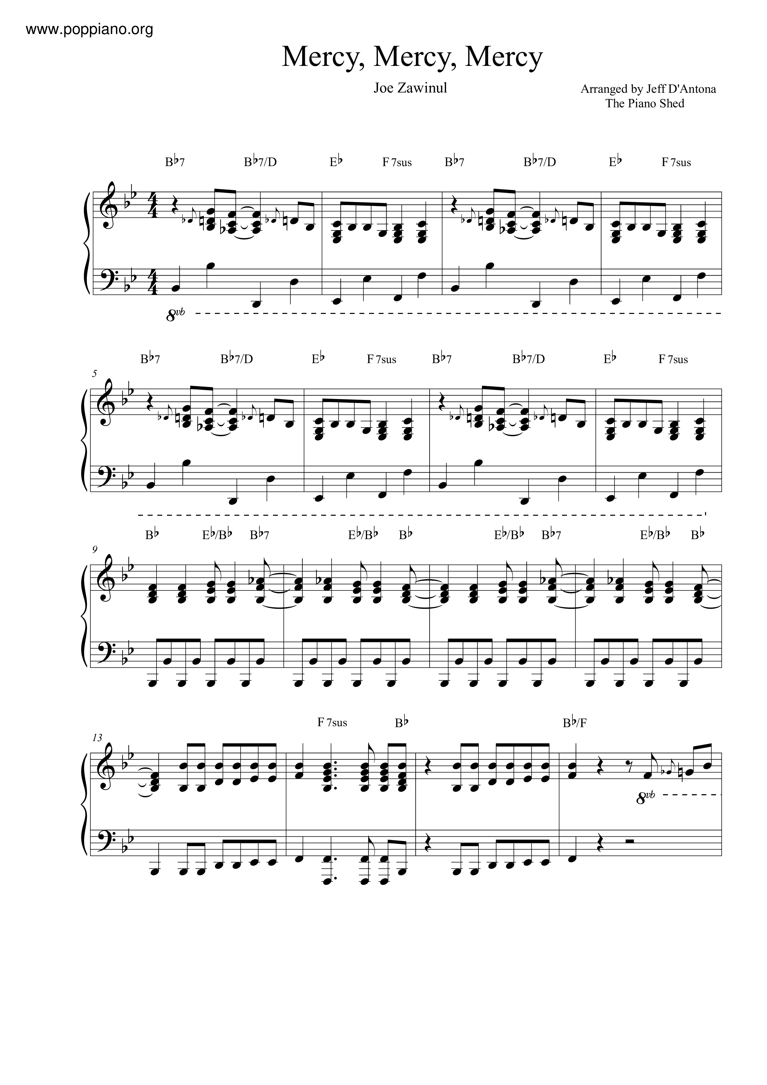 Joe Zawinul-Mercy, Mercy, Mercy 琴譜pdf-香港流行鋼琴協會琴譜下載 ★