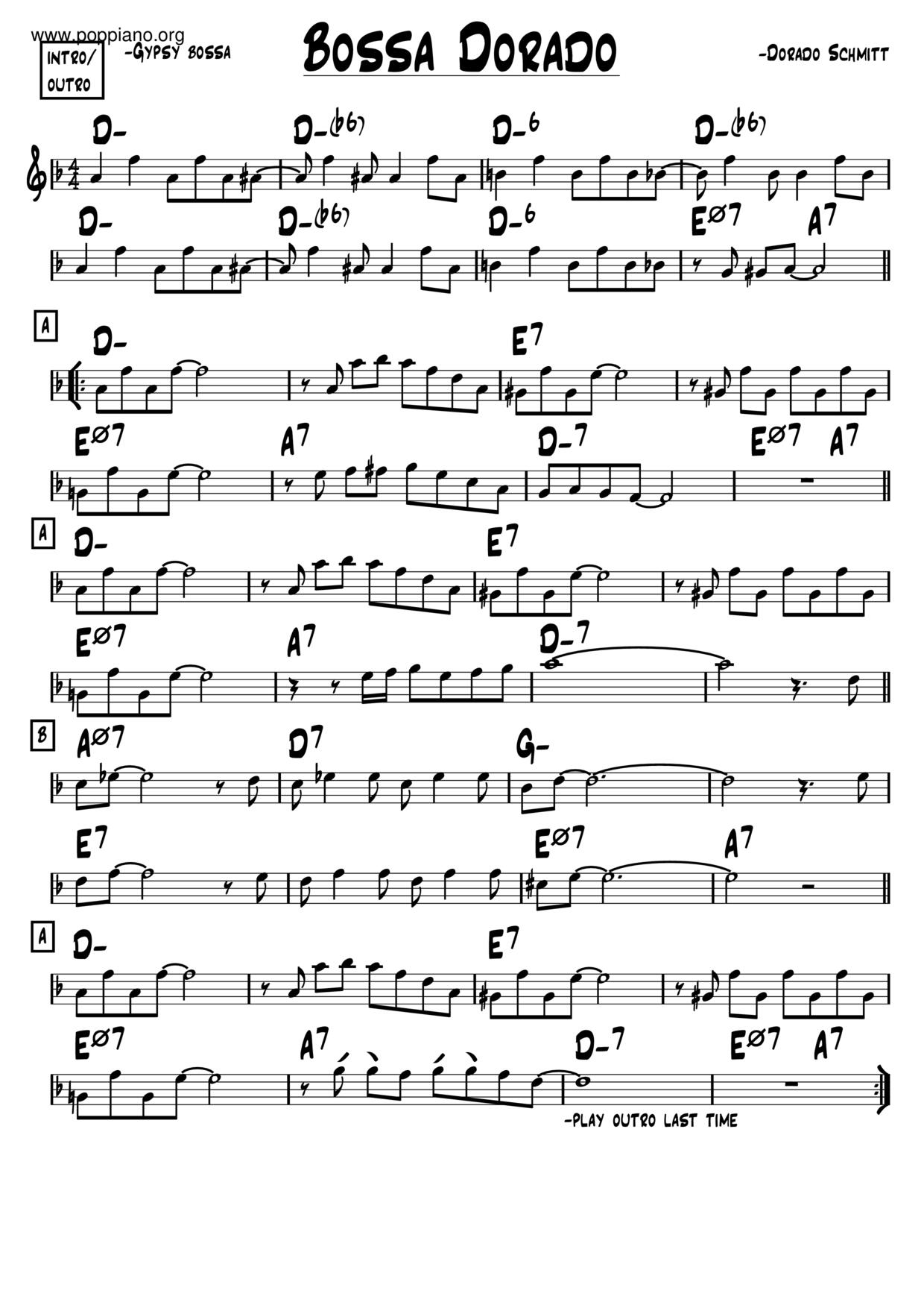 Dorado Schmitt-Bossa Dorado 琴譜pdf-香港流行鋼琴協會琴譜下載 ★