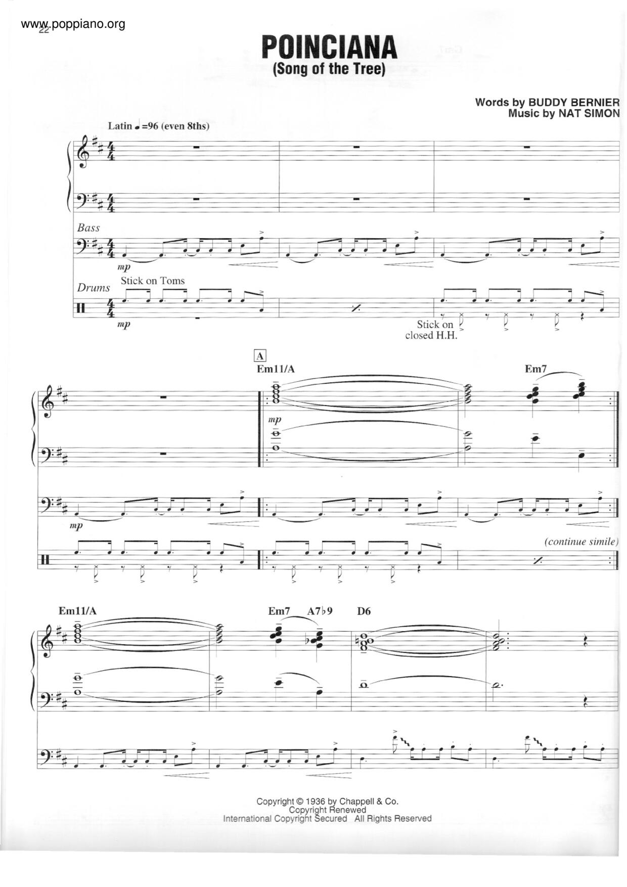 Ahmad Jamal-Poinciana 琴譜pdf-香港流行鋼琴協會琴譜下載 ★