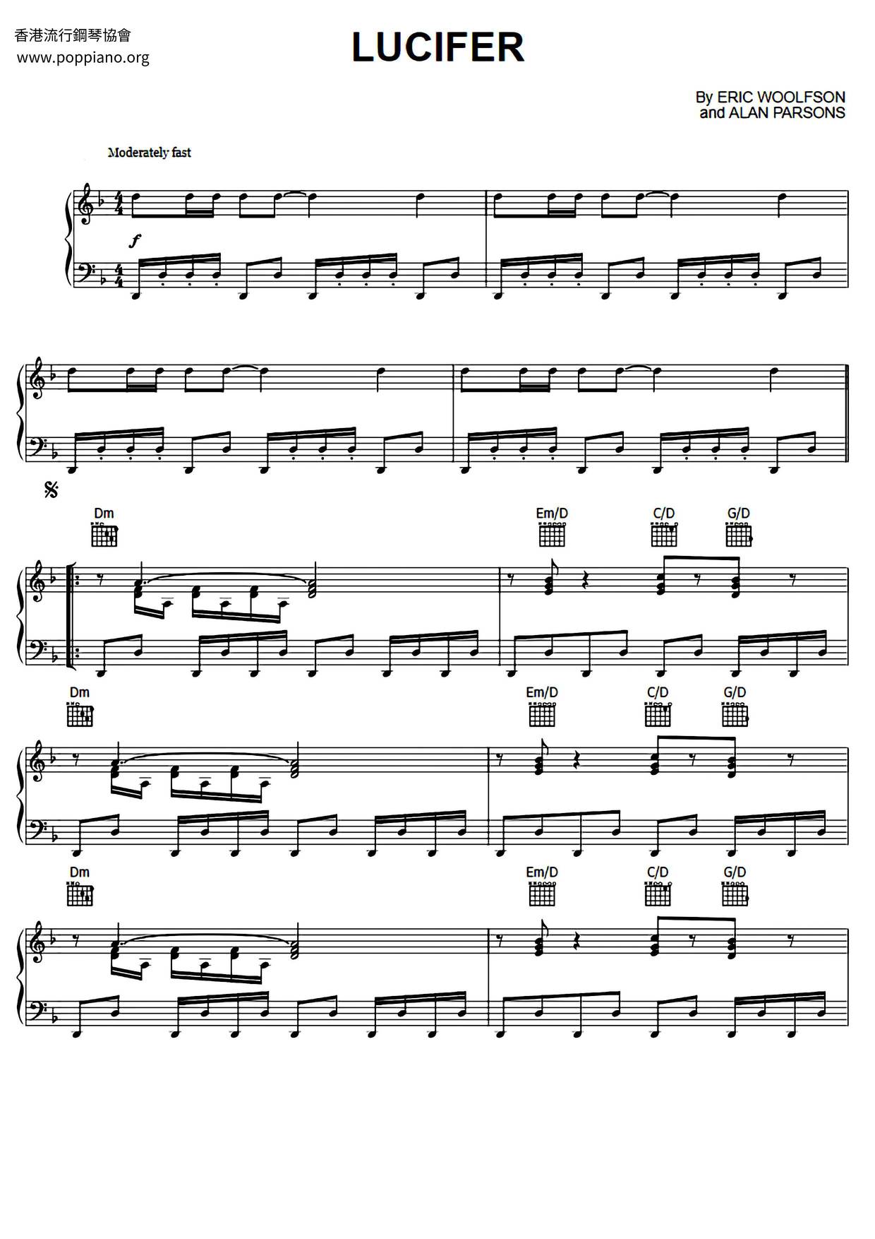 ★The Alan Parsons Project - Lucifer ピアノ譜pdf- 香港ポップピアノ協会 無料PDF楽譜ダウンロード ...
