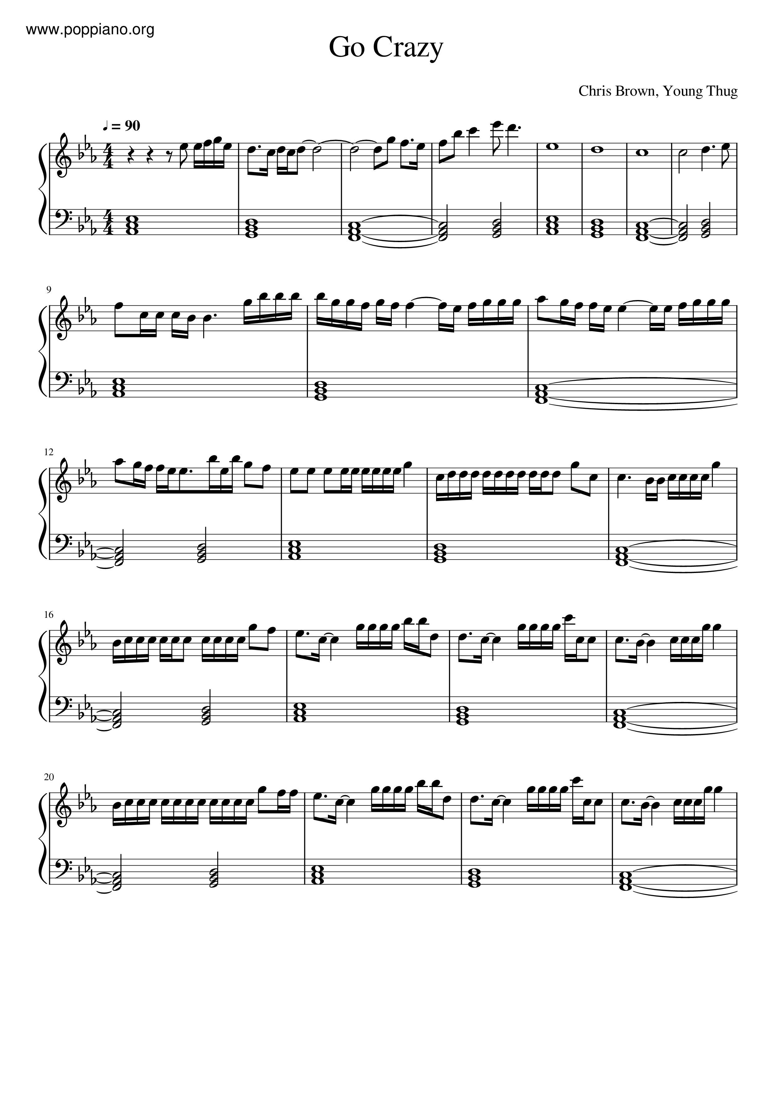 ★Chris Brown, Young Thug - Go Crazy ピアノ譜pdf- 香港ポップピアノ協会 無料PDF楽譜ダウンロード ...