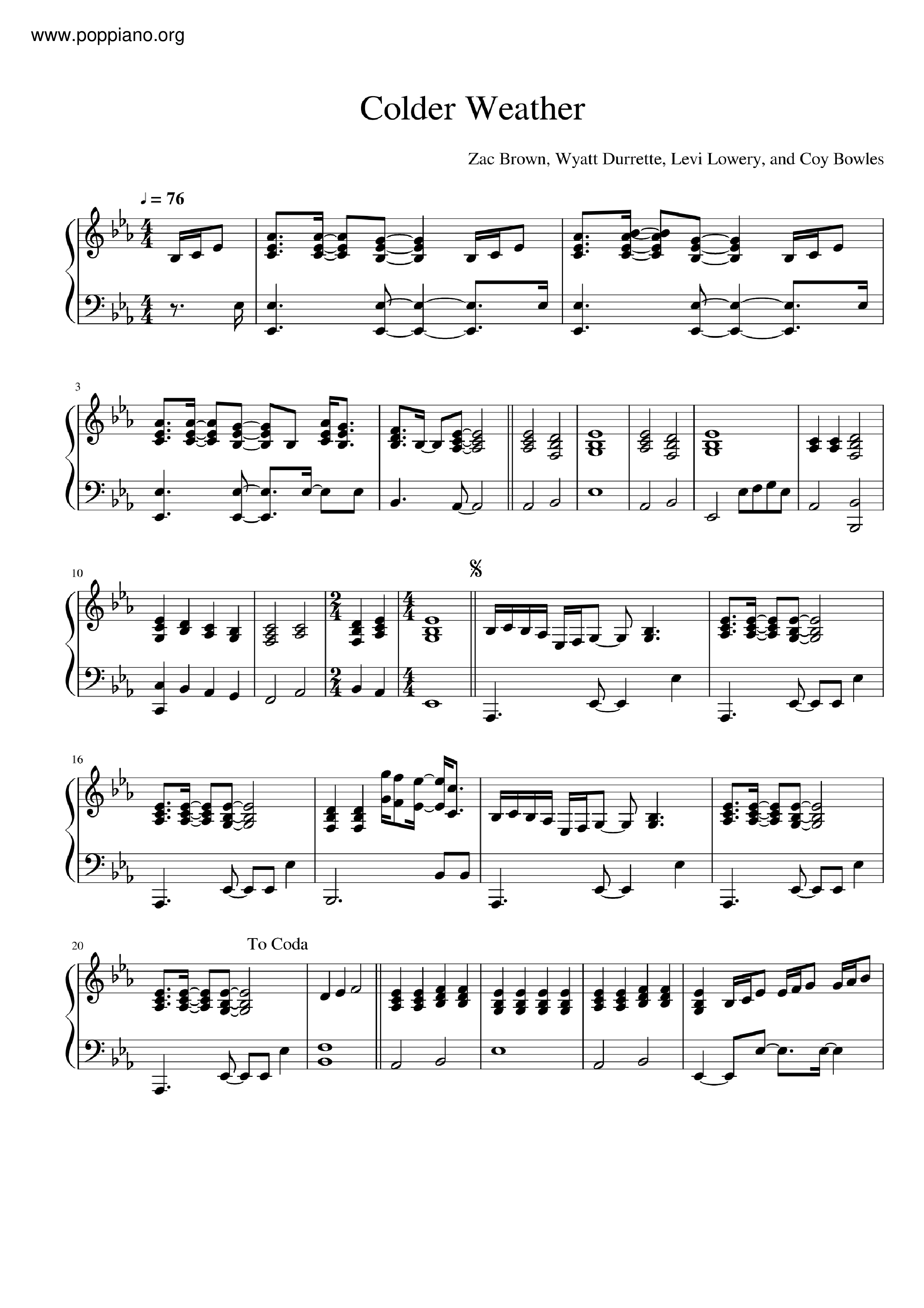 ★Zac Brown Band - Colder Weather ドラムスコアpdf- 香港ポップピアノ協会 無料PDF楽譜ダウンロード ...