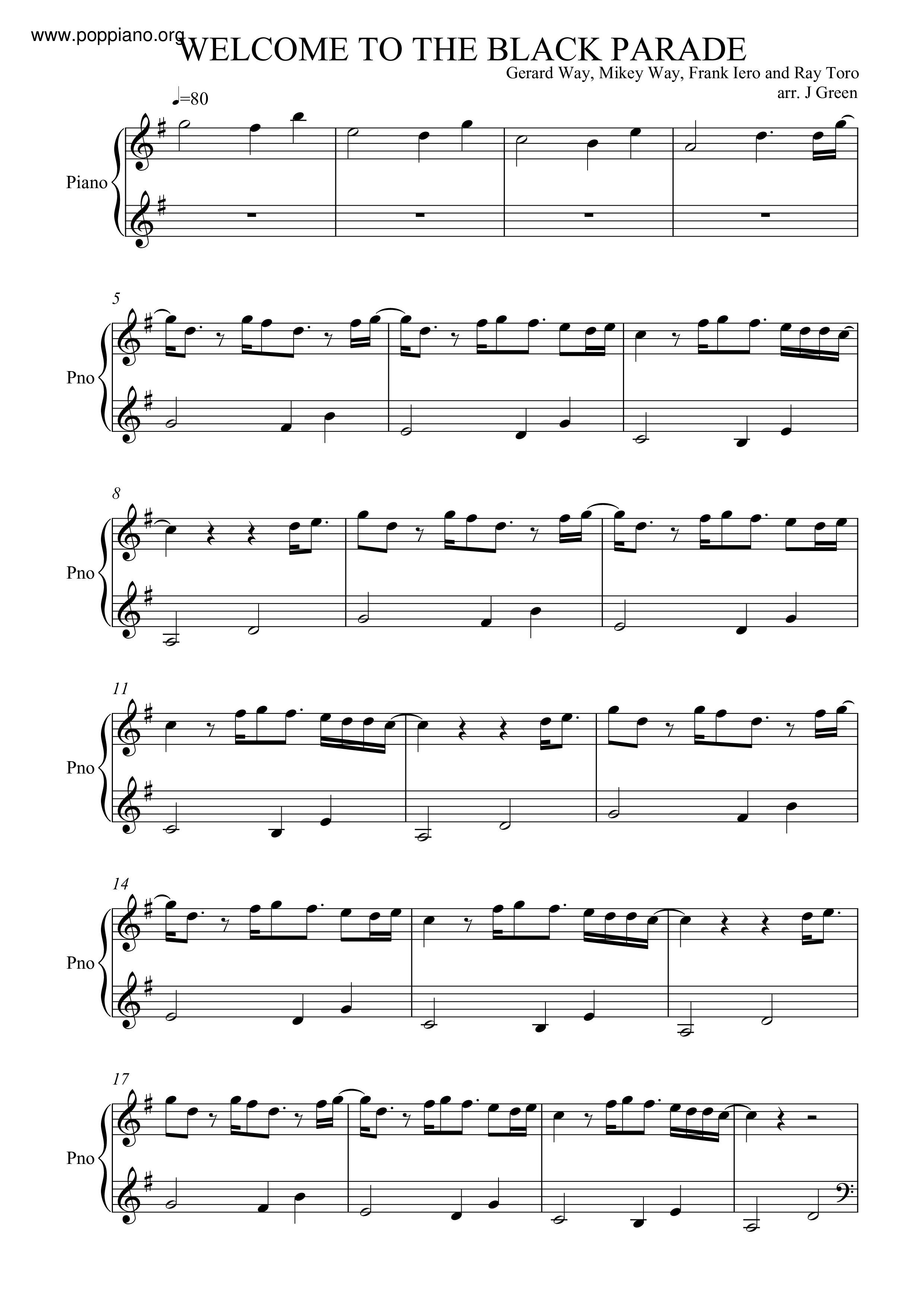 ★My Chemical Romance - Welcome To The Black Parade ピアノ譜pdf- 香港ポップピアノ協会 ...