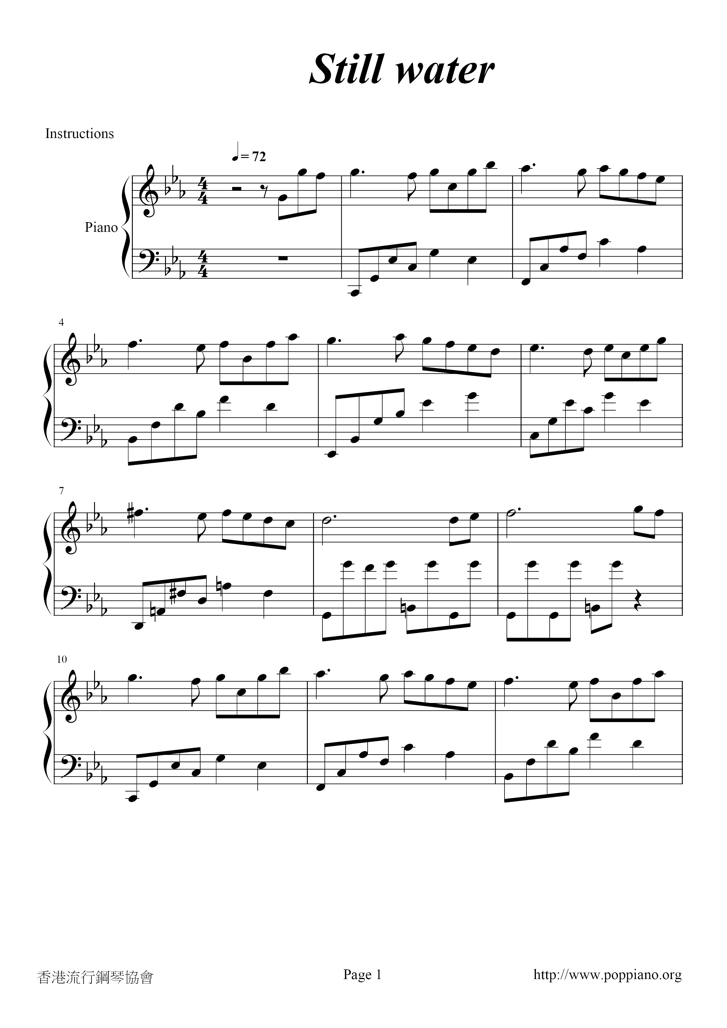 still waters- PDF琴譜免費下載 | 香港流行鋼琴協會 ★