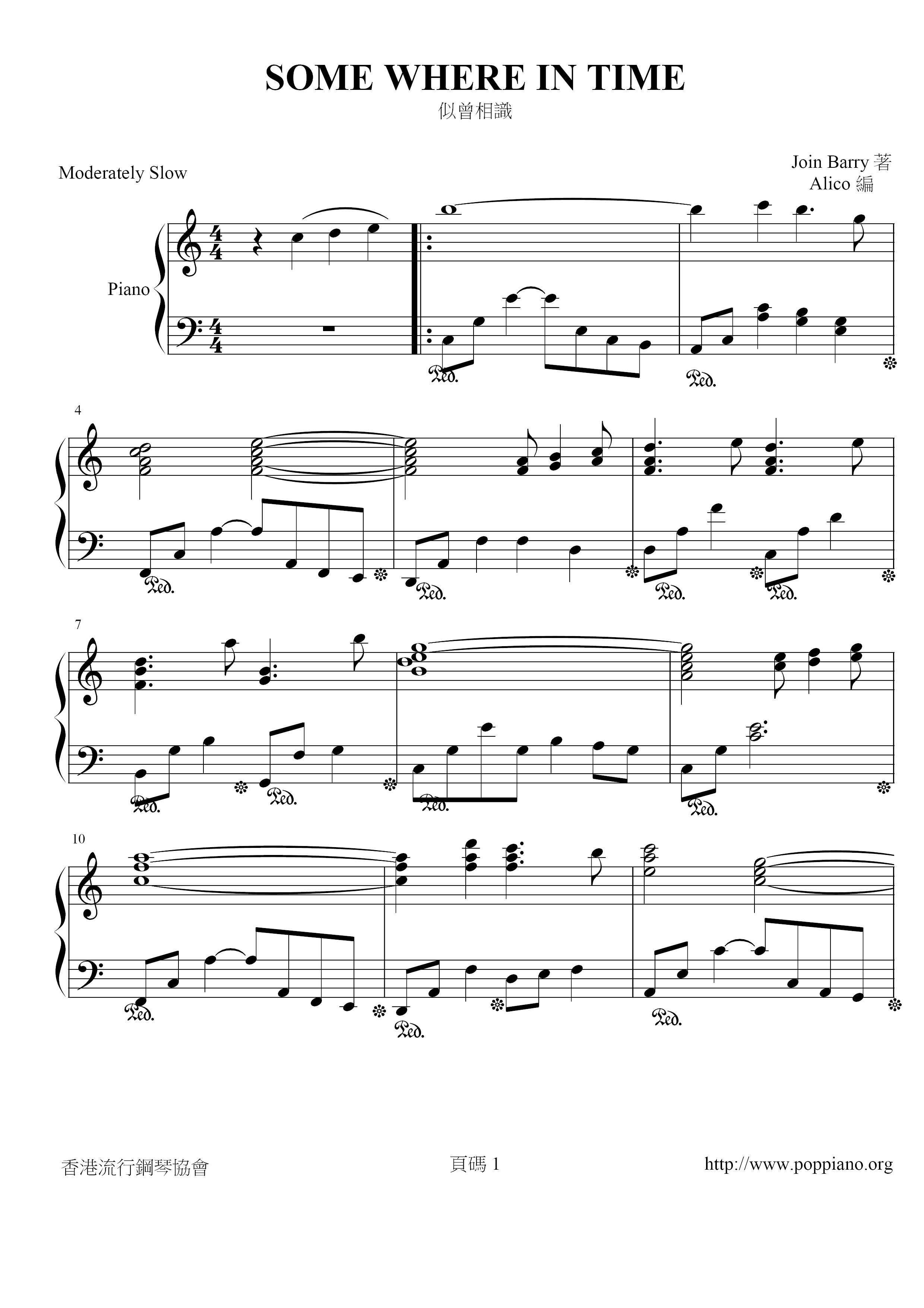 John Barry Somewhere In Time Sheet Music Pdf Free Score Download 