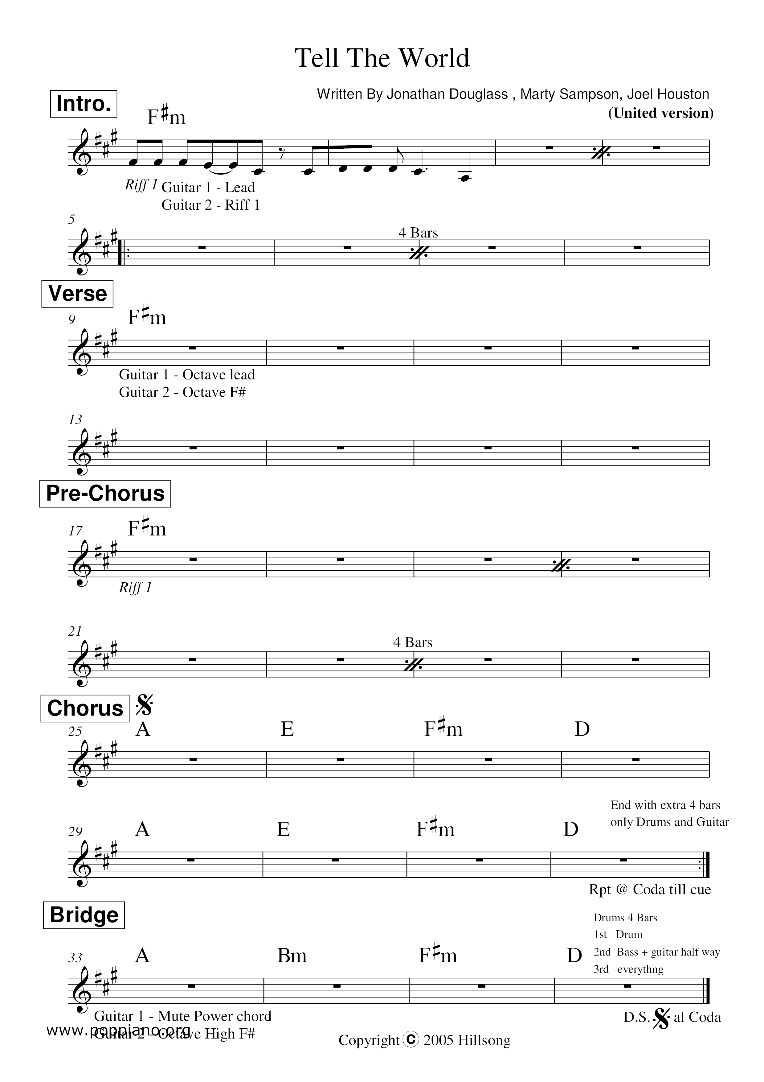 Hillsong-Tell the World Sheet Music pdf, - Free Score Download ★