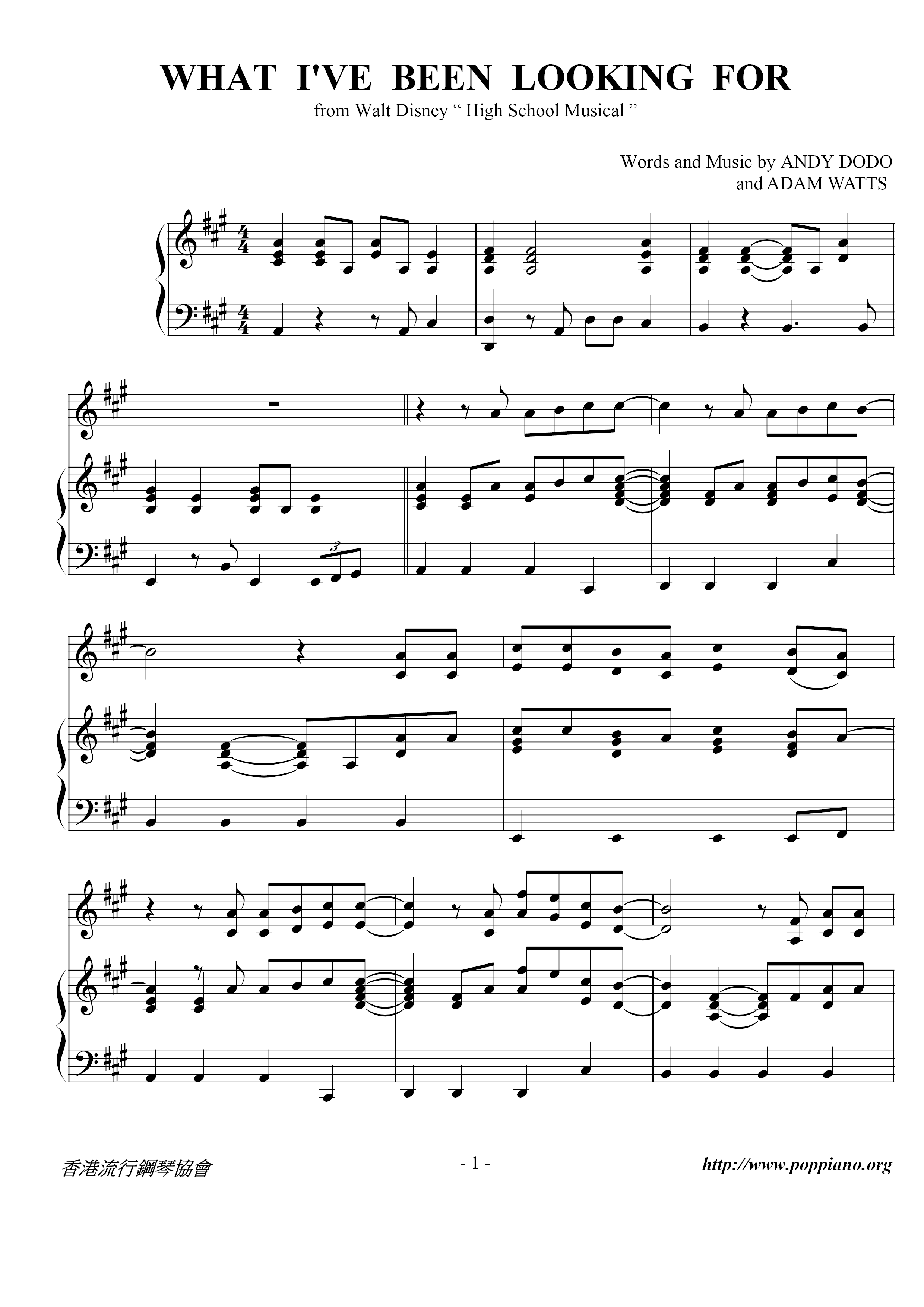 High School Musical-What I Have Been Looking For (Reprise) Sheet Music ...