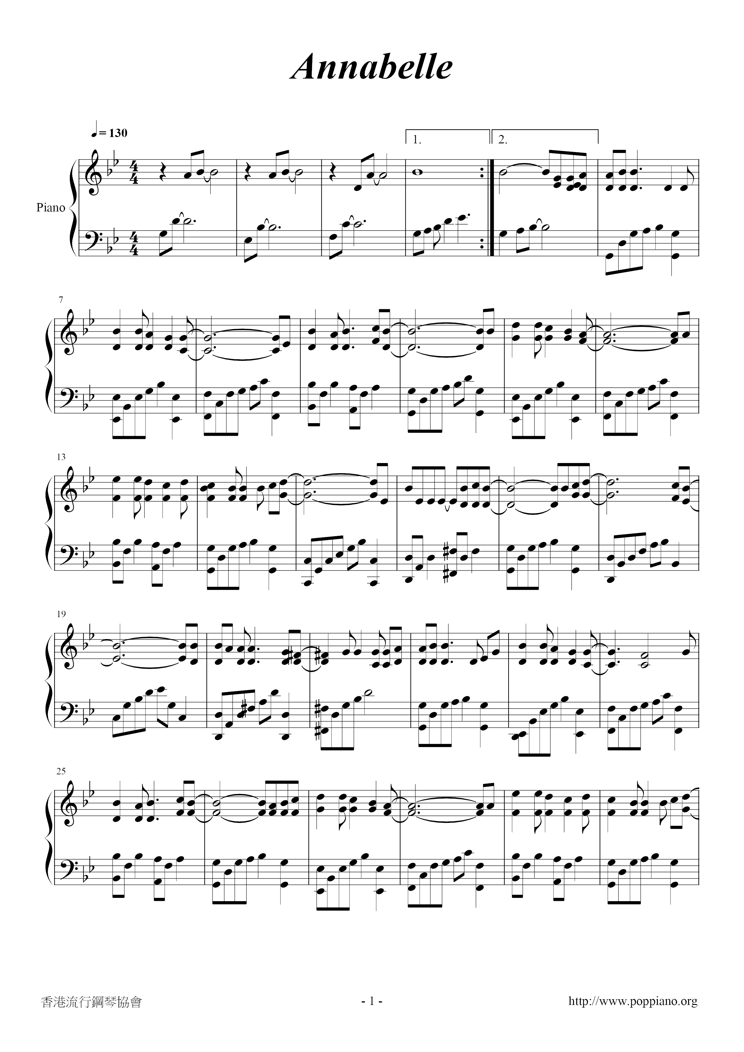 Pianoboy-Annabelle Sheet Music pdf, - Free Score Download ★