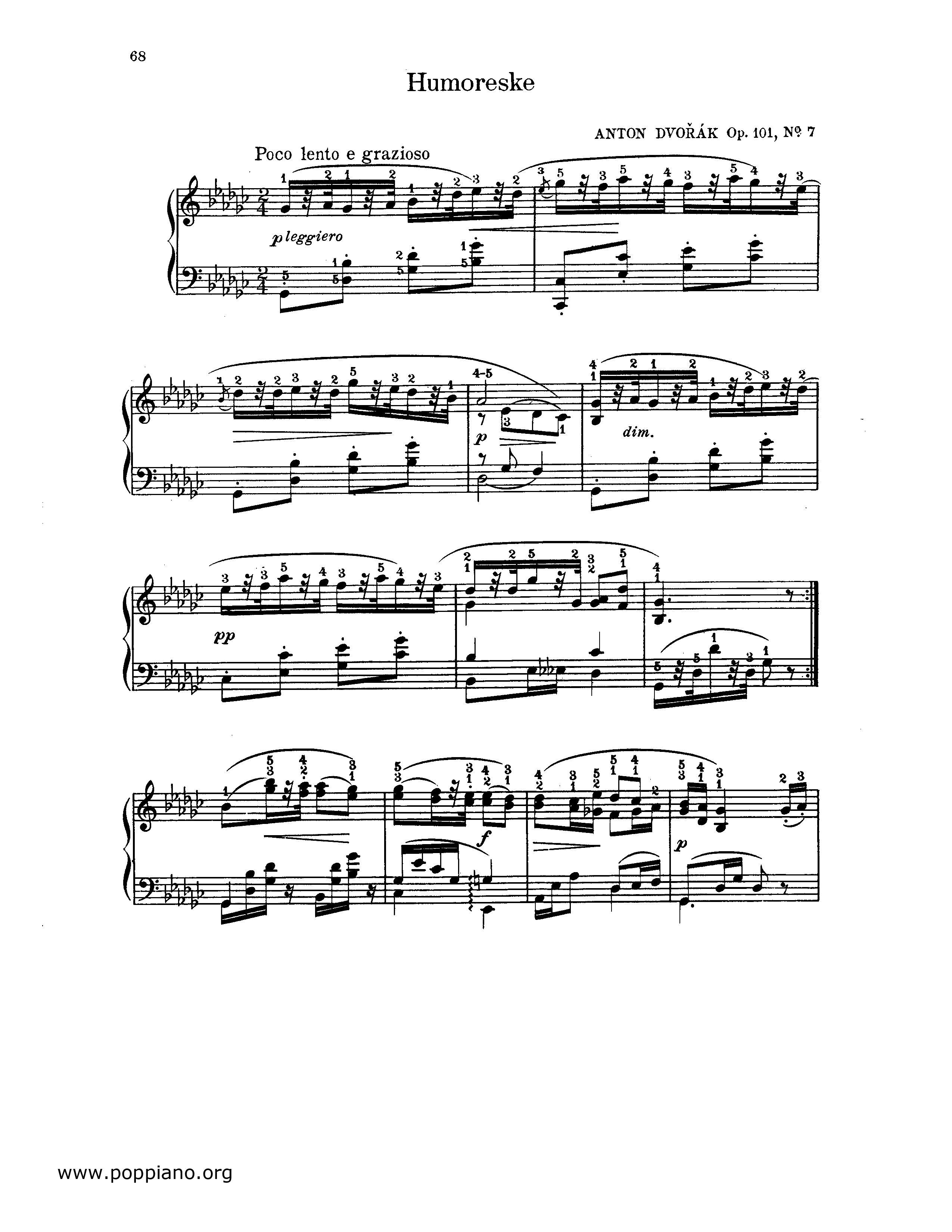 Dvorak-Humoresque Sheet Music pdf, - Free Score Download ★