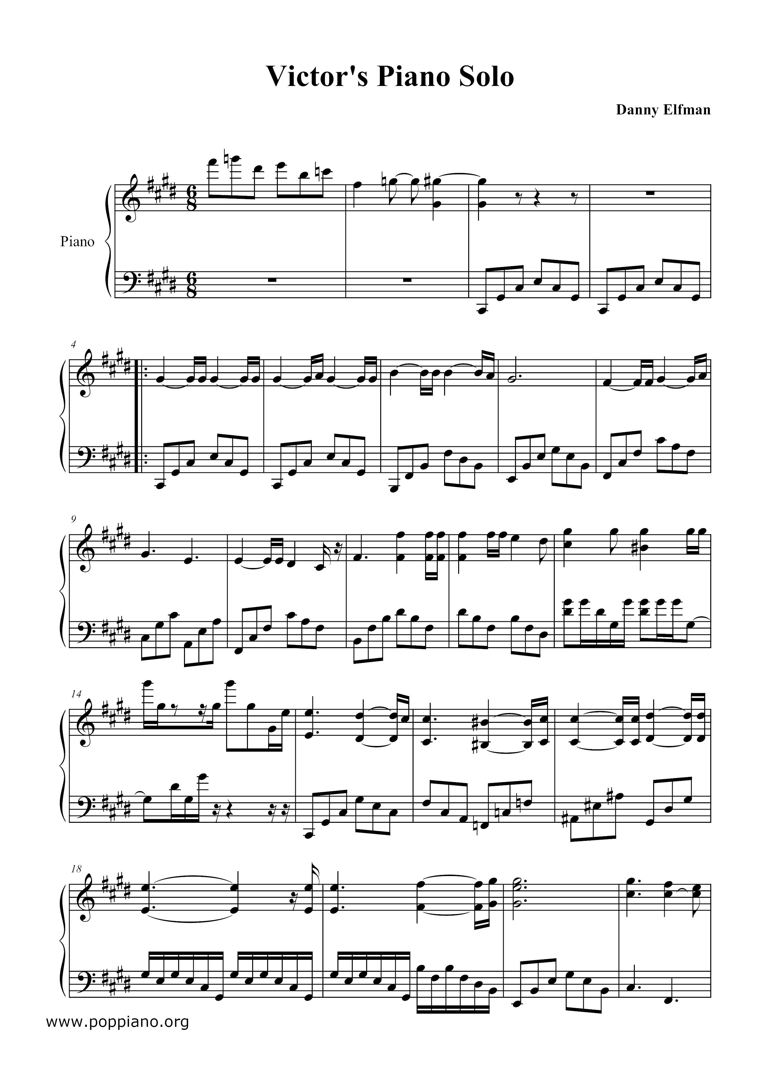 Danny Elfman-The Corpse Bride - Victor's Piano Solo Sheet Music pdf ...