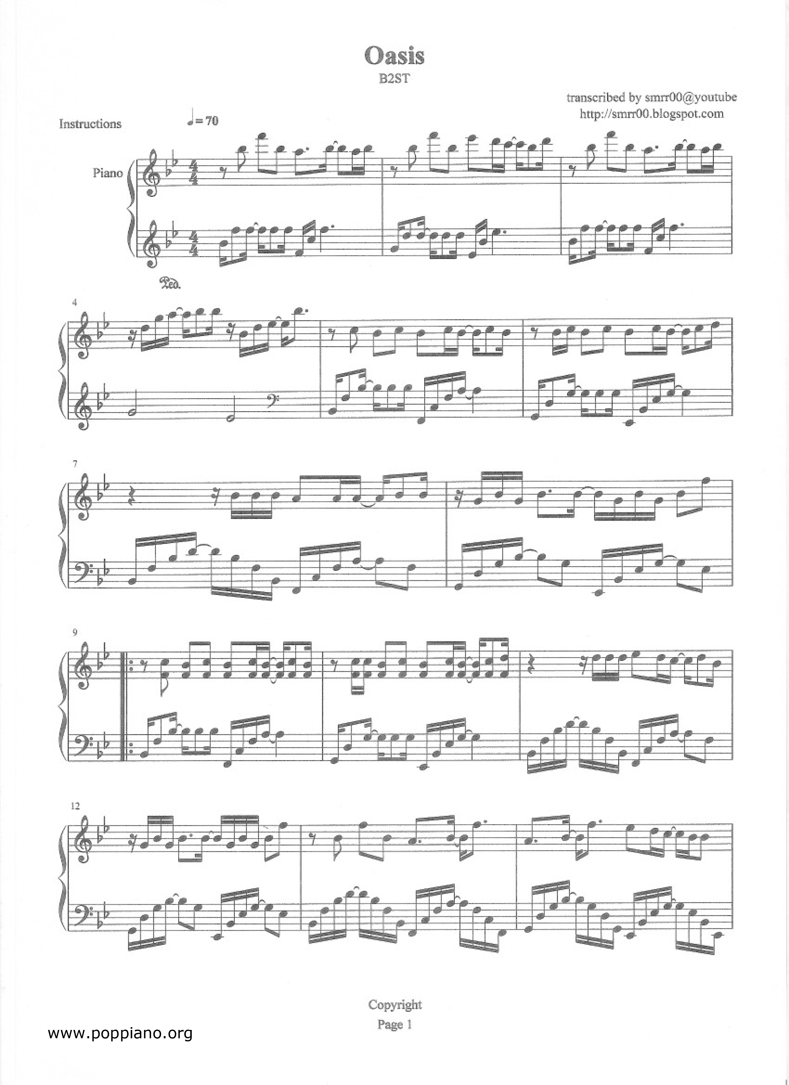 B2ST-Oasis Sheet Music pdf, - Free Score Download ★
