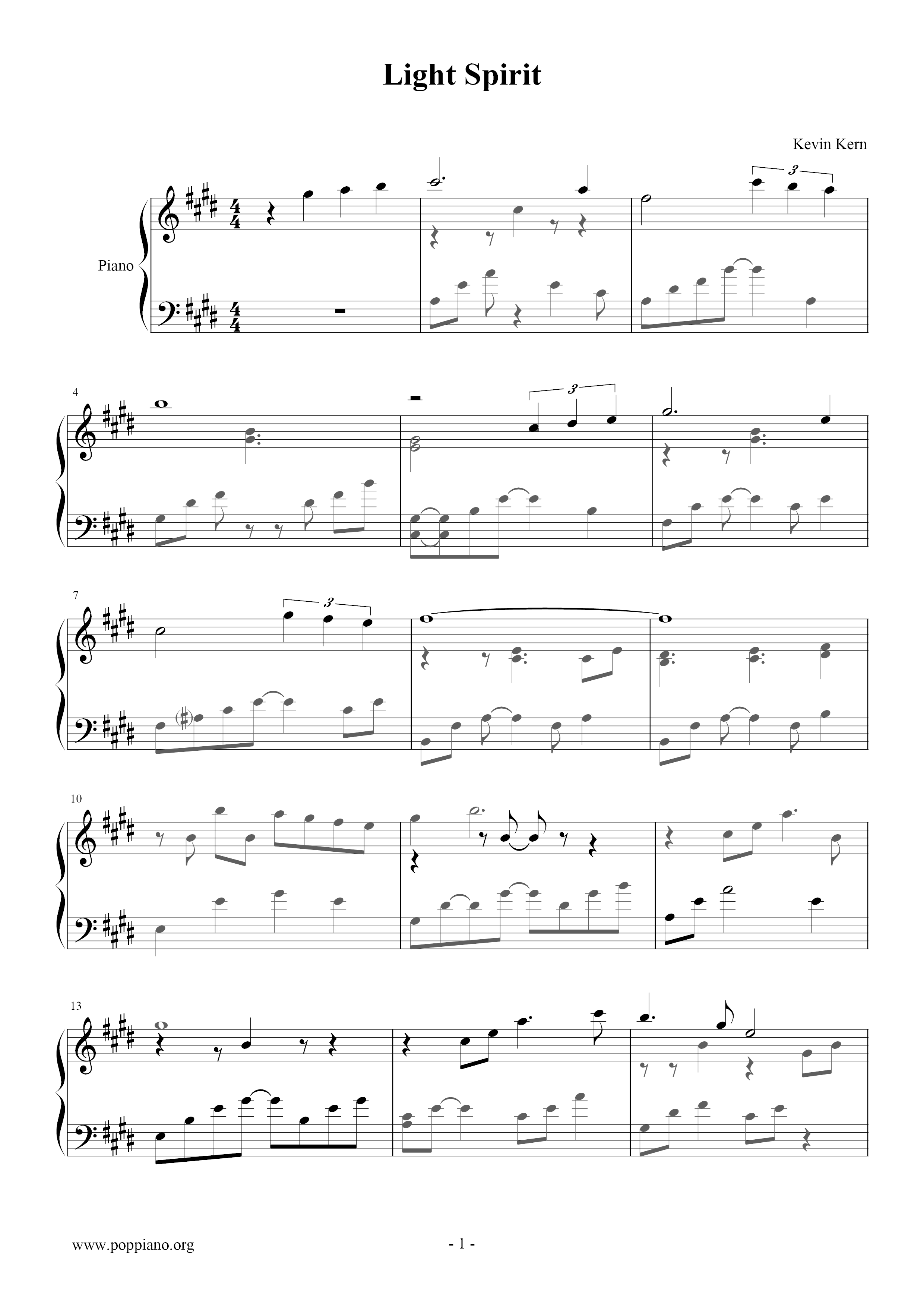 Kevin Kern-Light Spirit Sheet Music pdf, (ケヴィン・カーン) - Free Score Download ★