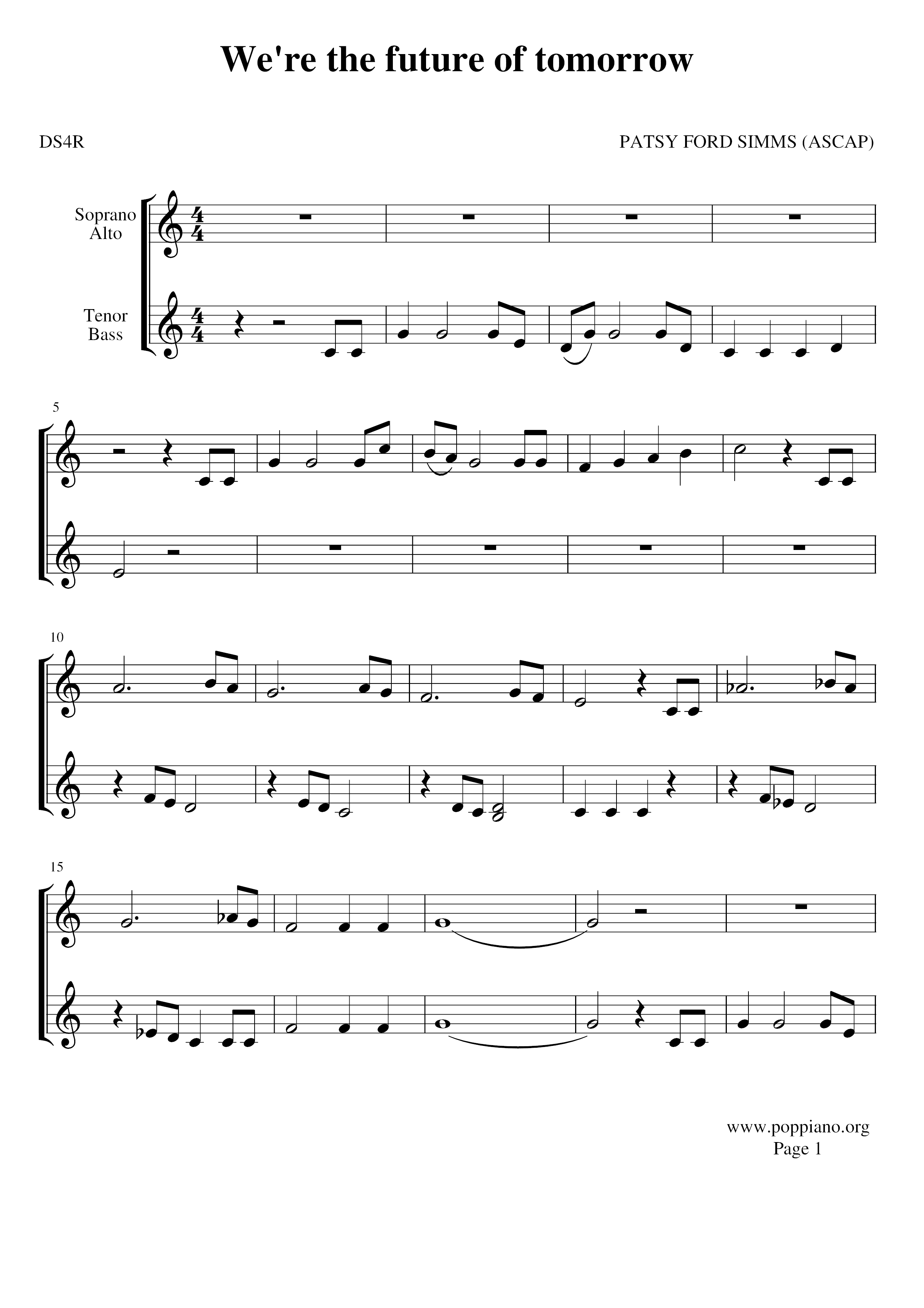 Patsy Ford Simms-We're The Future Of Tomorrow Sheet Music pdf, - Free ...