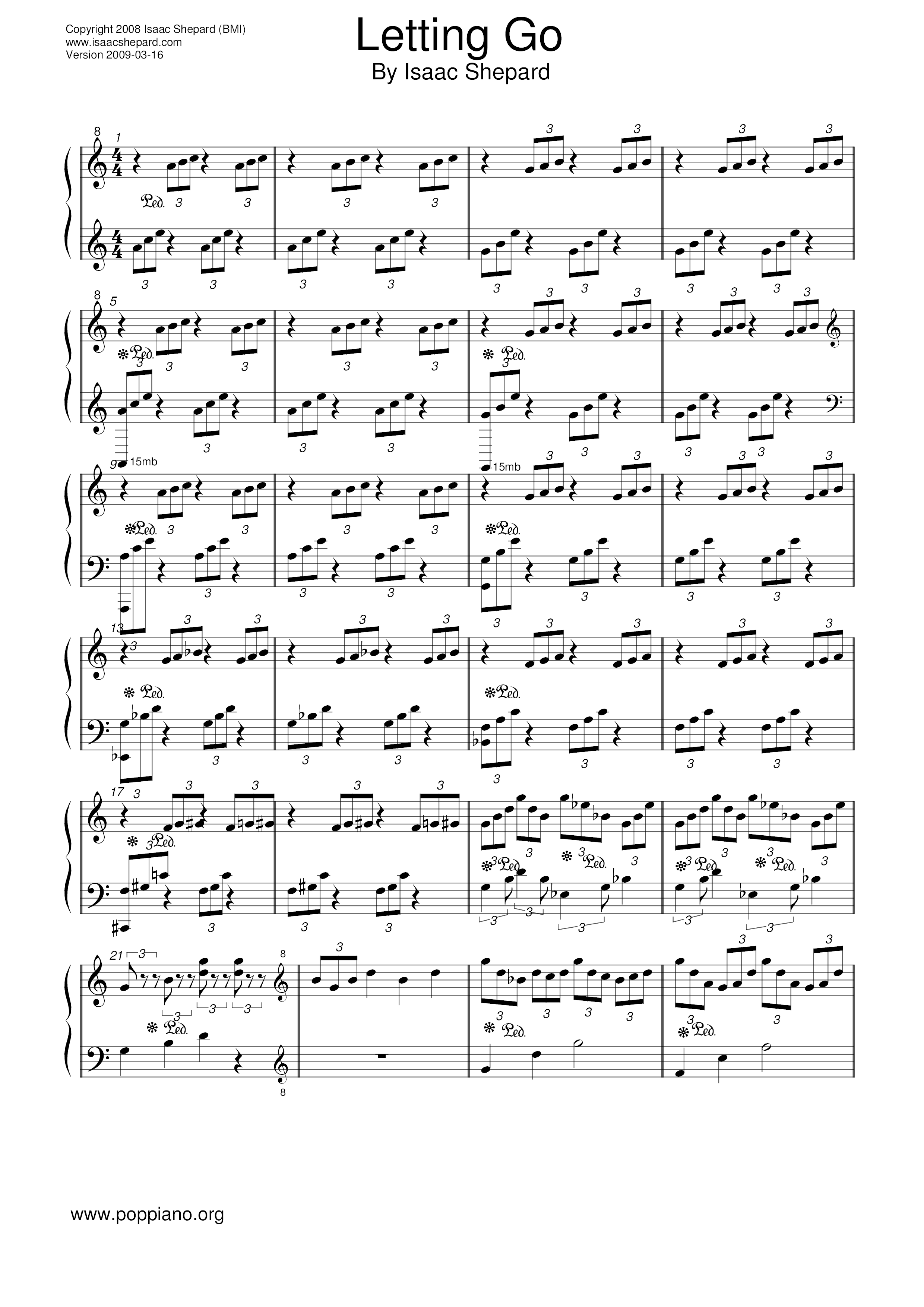Isaac Shepard-Letting Go Sheet Music pdf, - Free Score Download ★