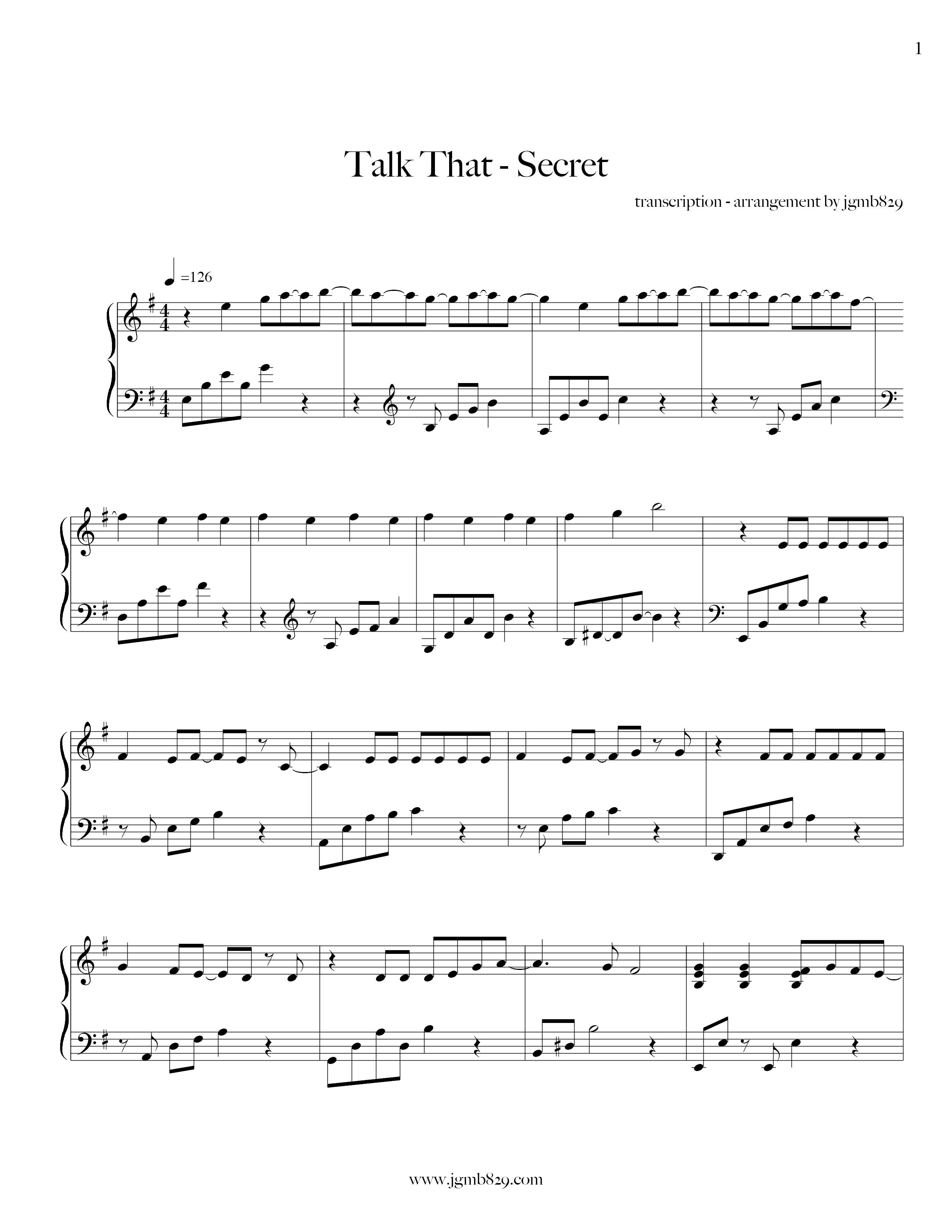 Secret-Talk That 琴譜pdf-香港流行鋼琴協會琴譜下載 ★