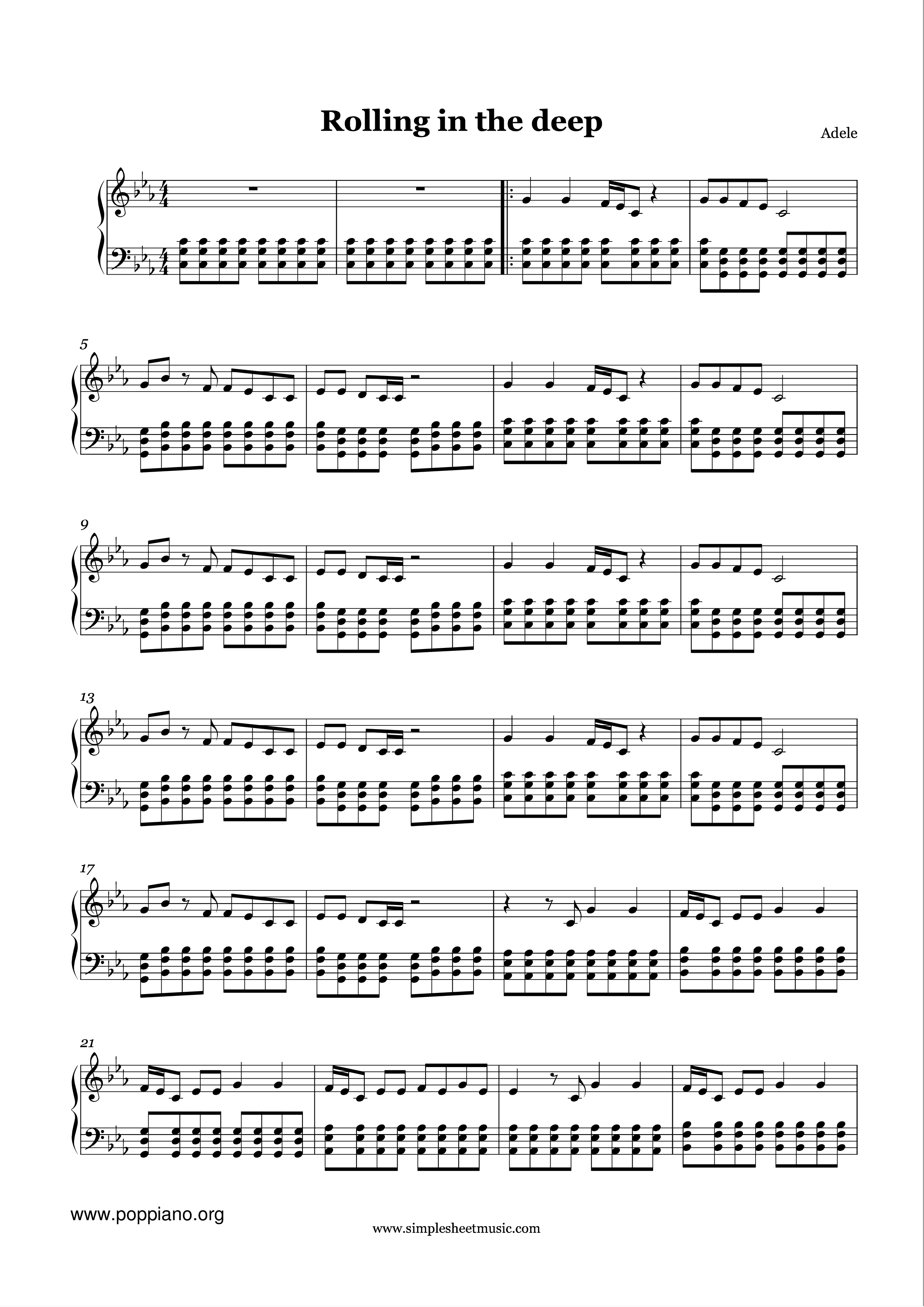 Adele-Rolling in the Deep Sheet Music pdf, - Free Score Download ★
