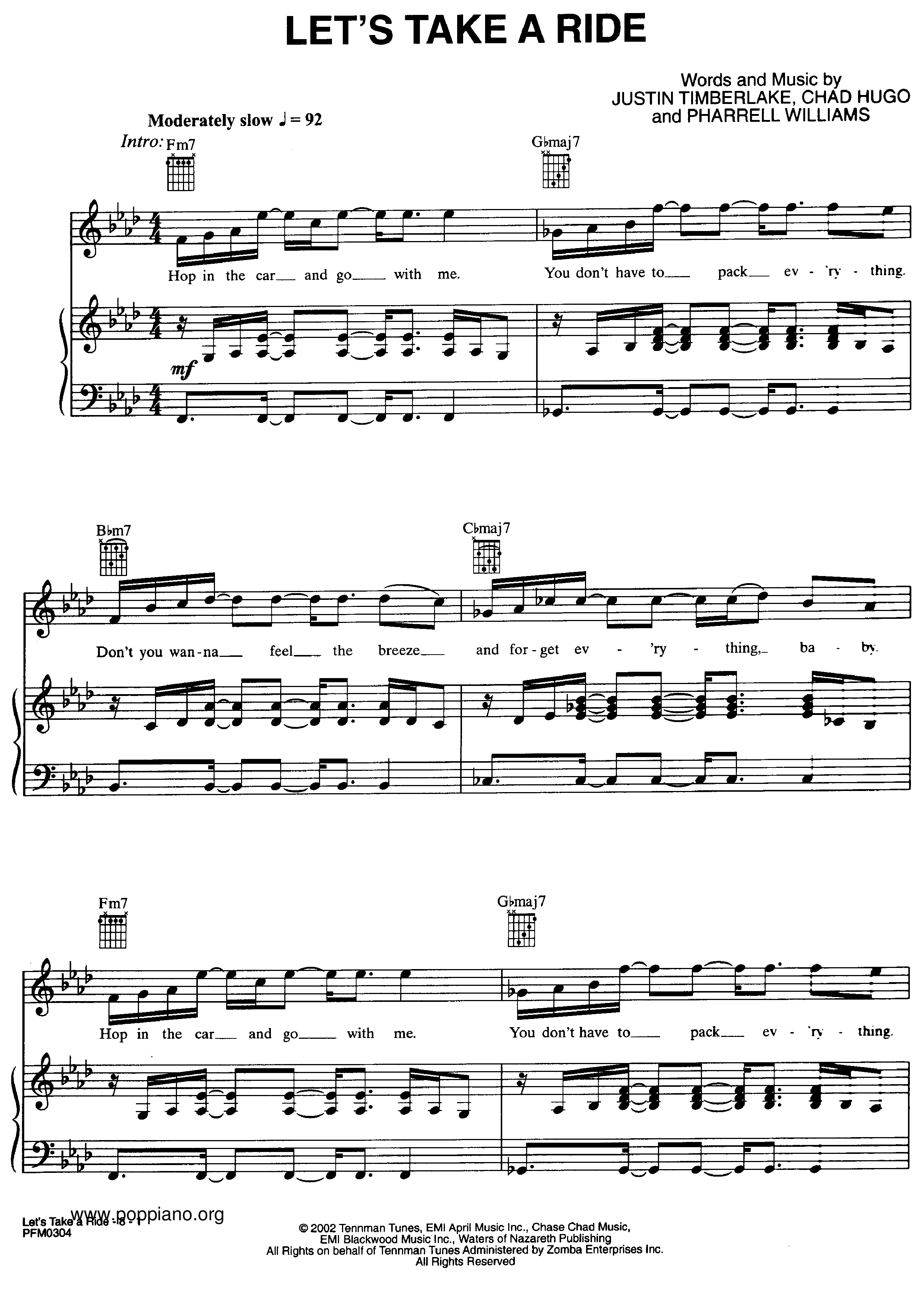 Justin Timberlake-Let's Take A Ride Sheet Music pdf, - Free Score ...