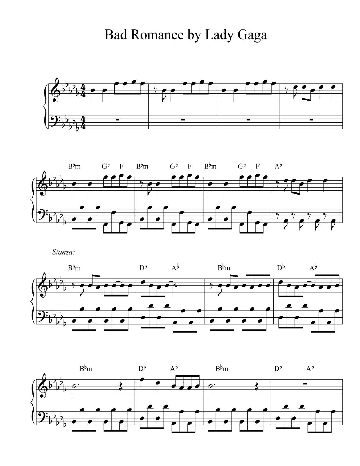 Lady Gaga-Bad Romance Sheet Music pdf, (レディー・ガガ) - Free Score Download ★