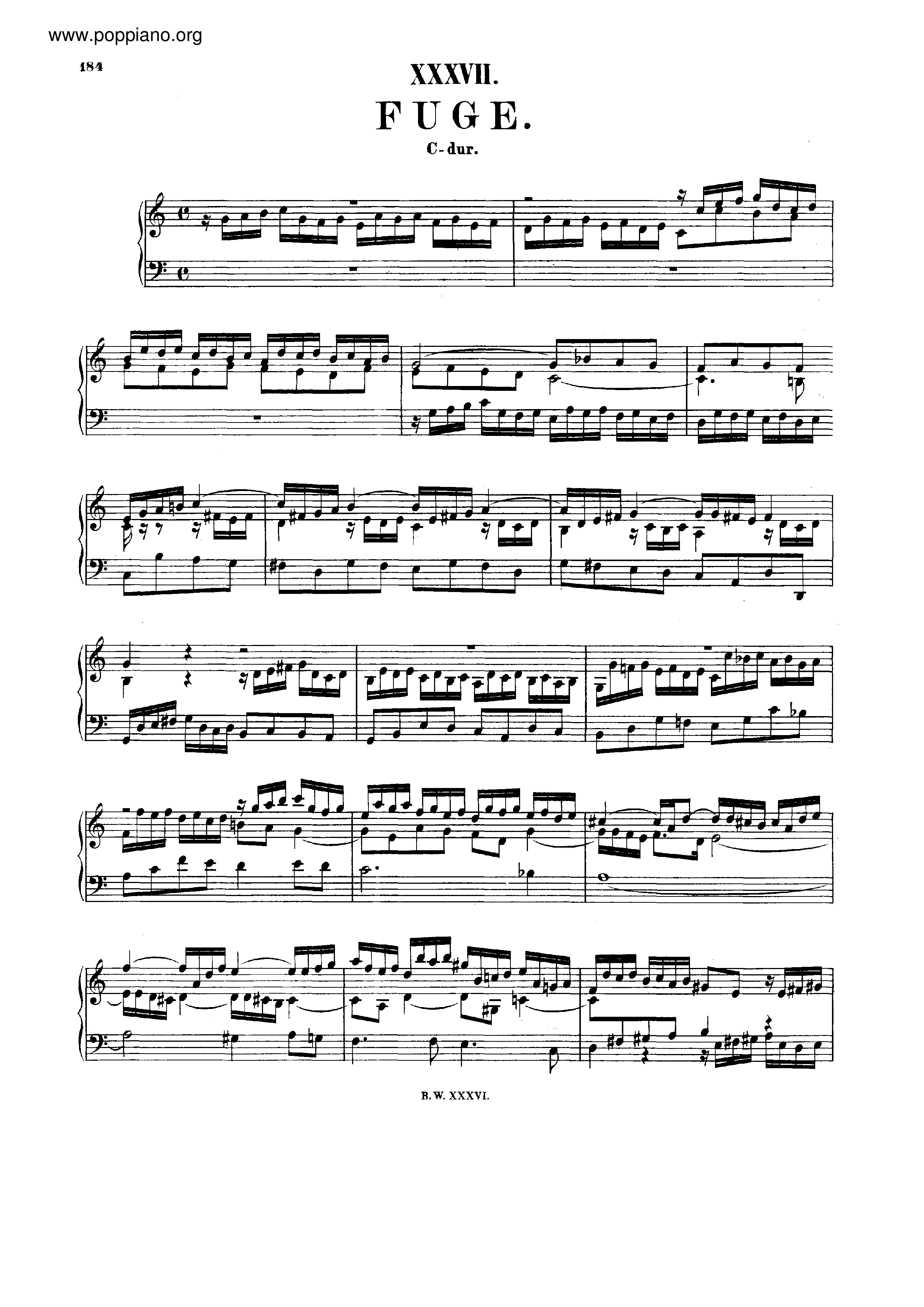 Bach-Fugue in C major, BWV 952 Sheet Music pdf, - Free Score Download ★