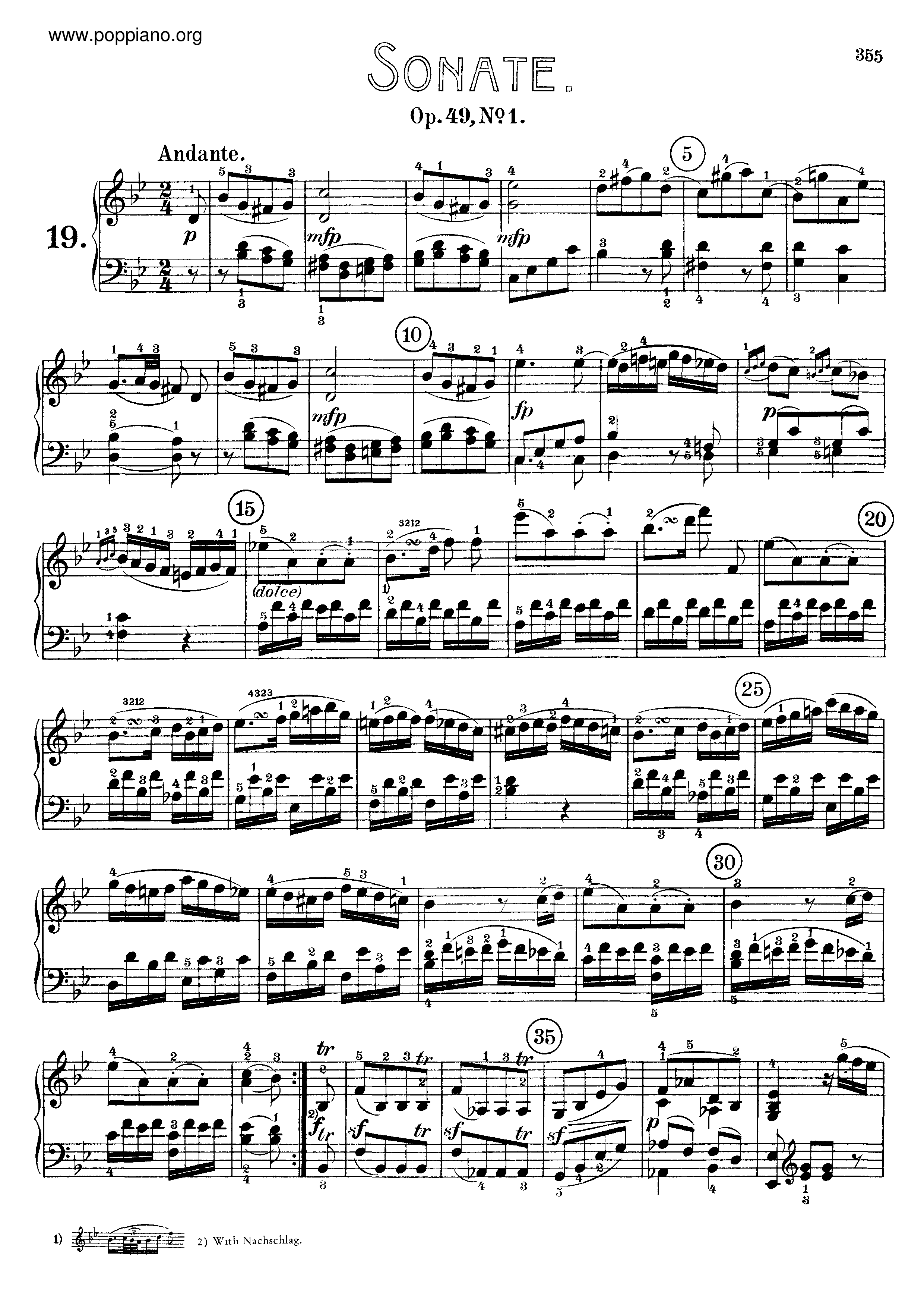 Beethoven-Sonata No. 19 in G minor Sheet Music pdf, (ベートーベン) - Free ...