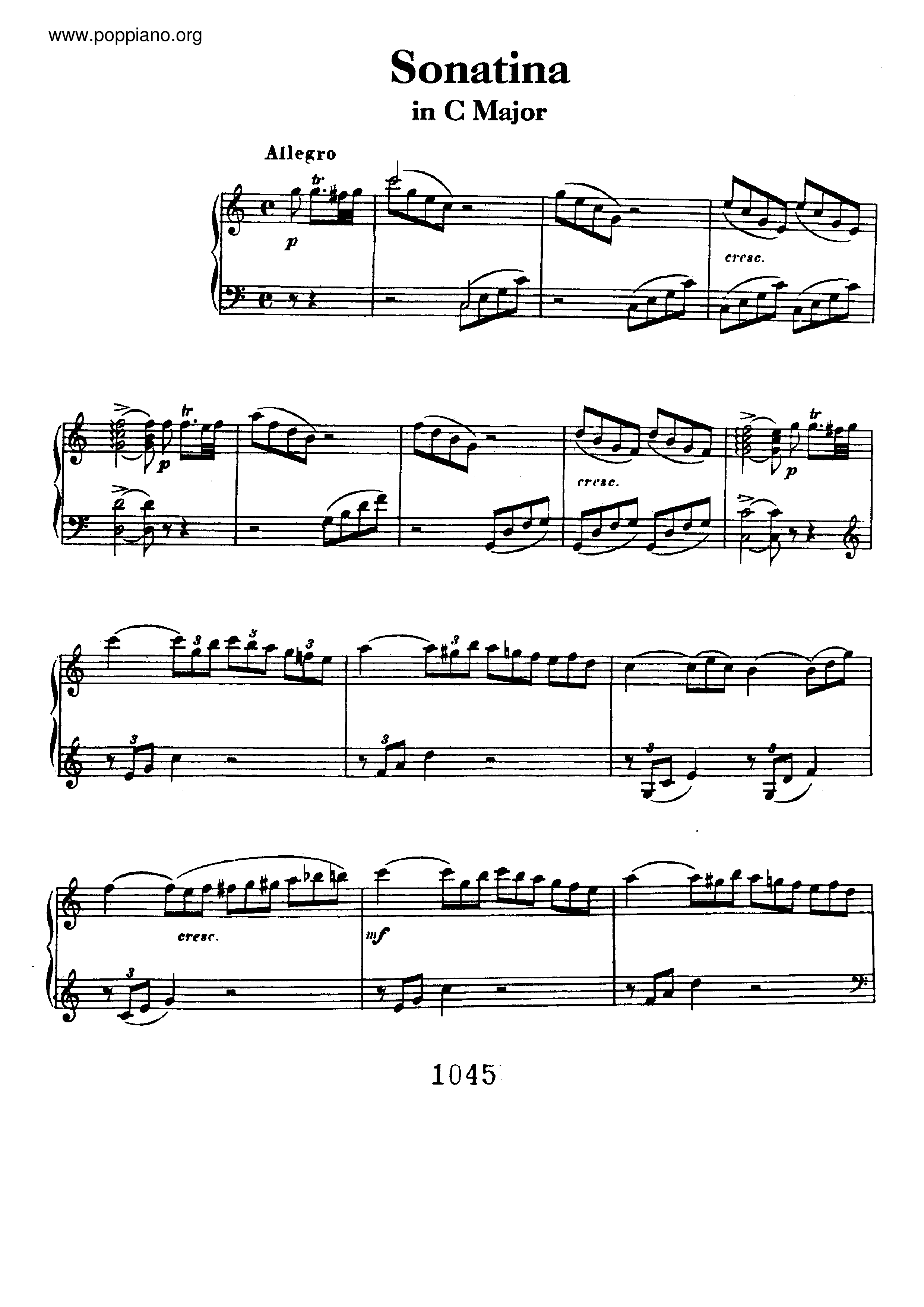 Beethoven-Sonatina in C Sheet Music pdf, (ベートーベン) - Free Score Download ★